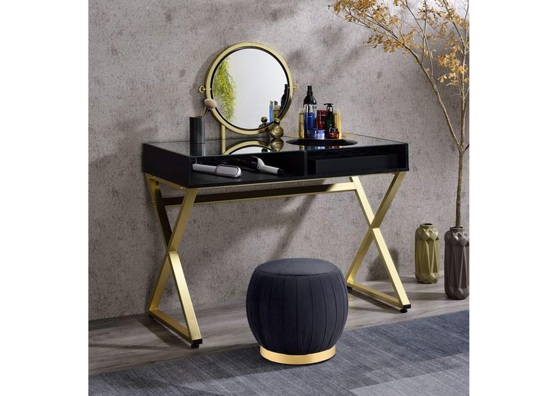 Coleen Vanity Desk W Mirror Jewelry Tray