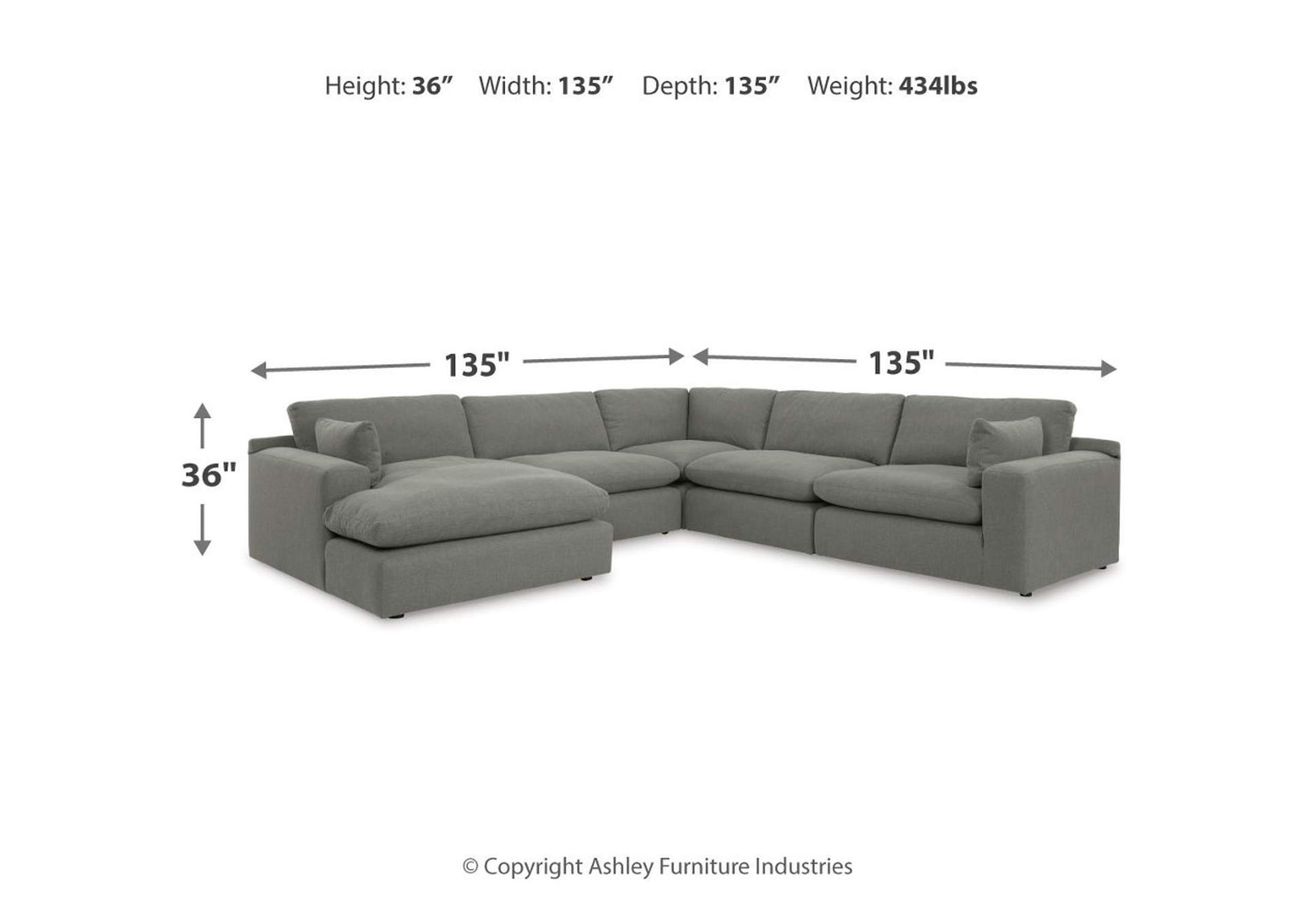 Elyza 5-Piece Sectional with Chaise