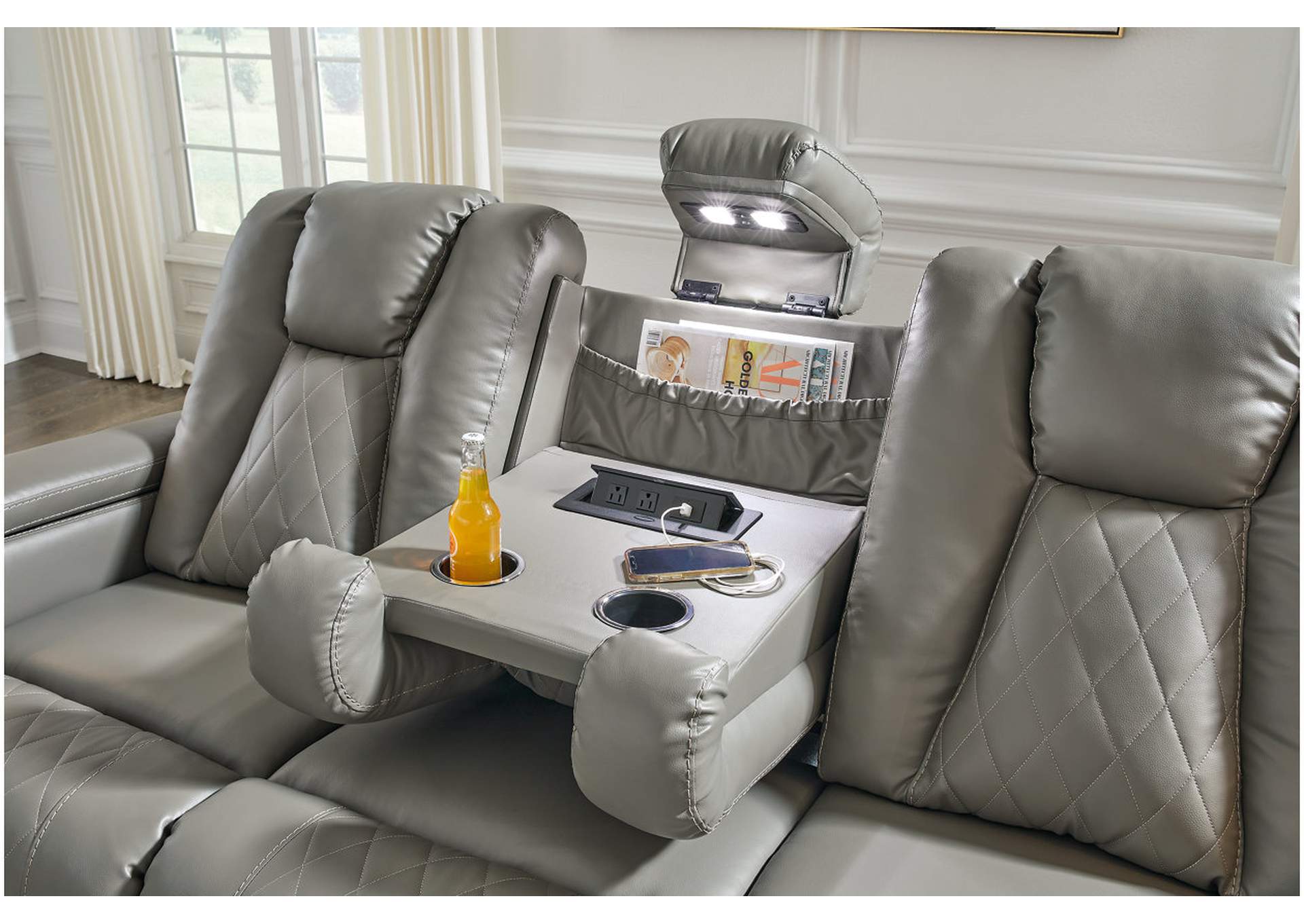 Mancin Reclining Sofa with Drop Down Table