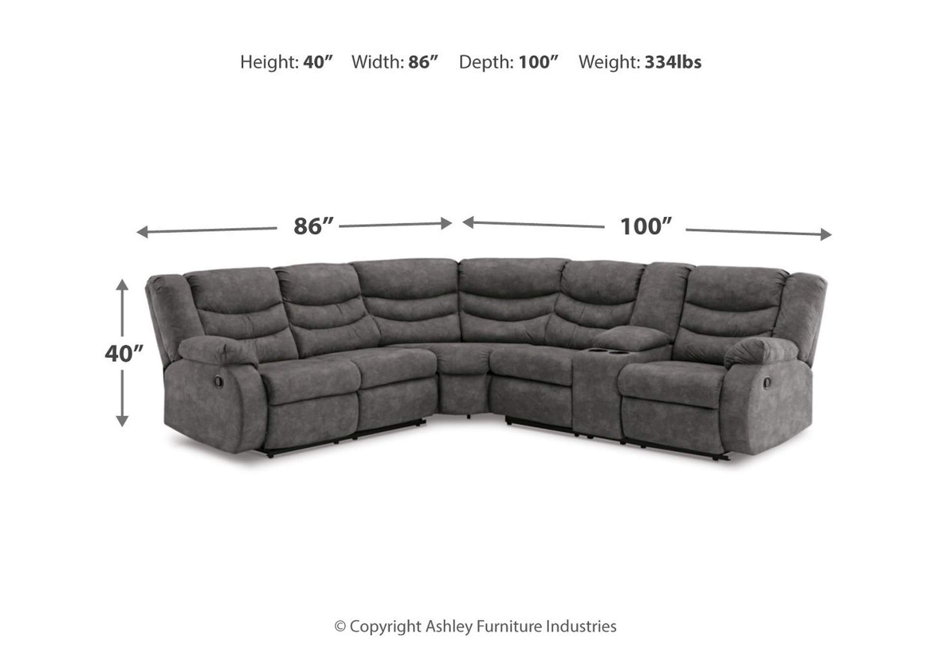 Partymate 2-Piece Sectional with Recliner