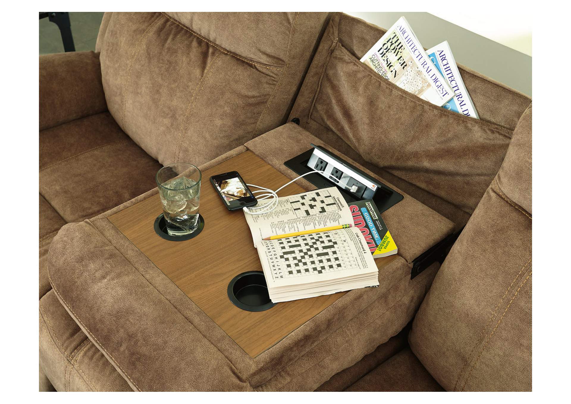 Huddle-Up Reclining Sofa with Drop Down Table