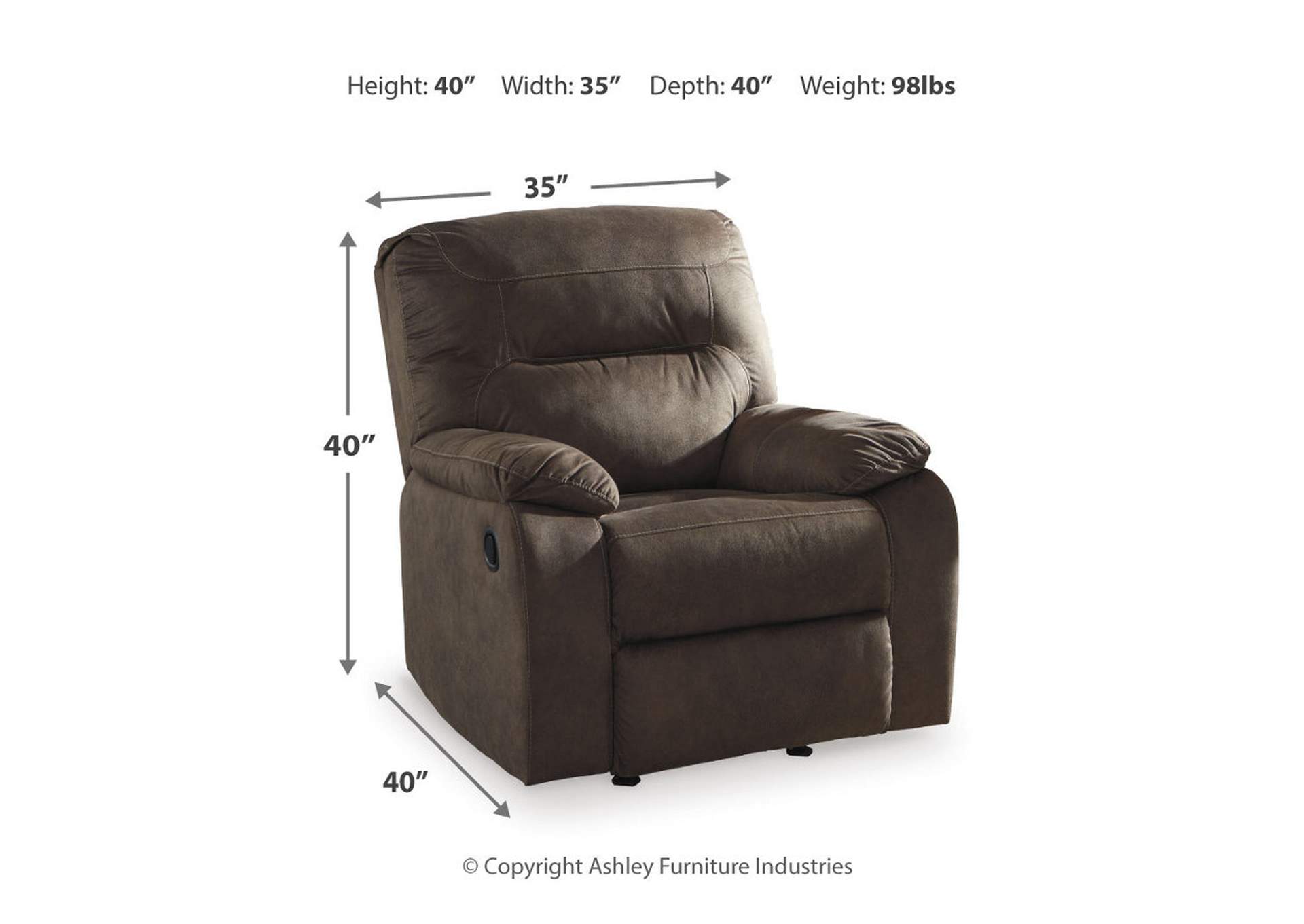 Ashley Bolzano Coffee Rocker Recliner
