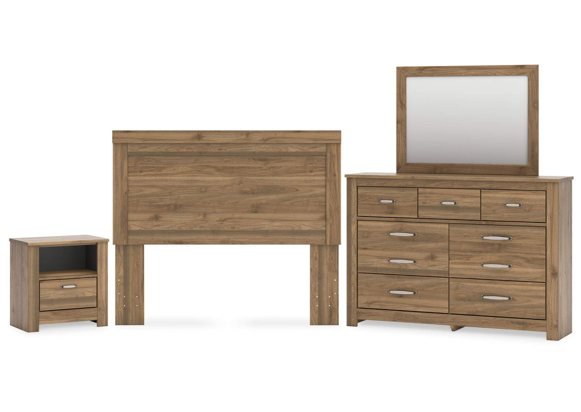 Zanbrook Queen Panel Headboard with Mirrored Dresser and Nightstand