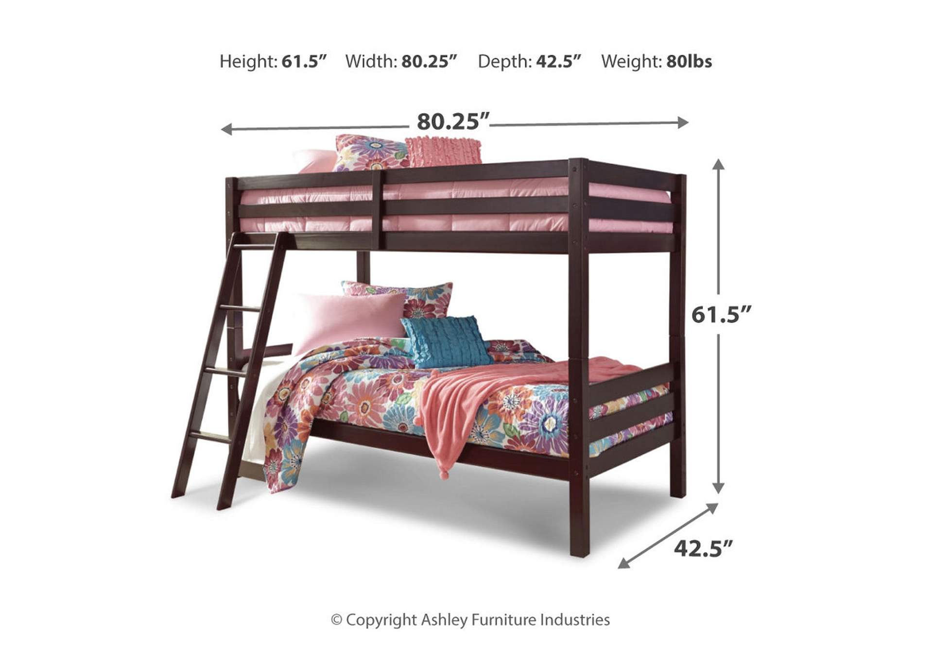 Halanton Twin over Twin Bunk Bed with Ladder