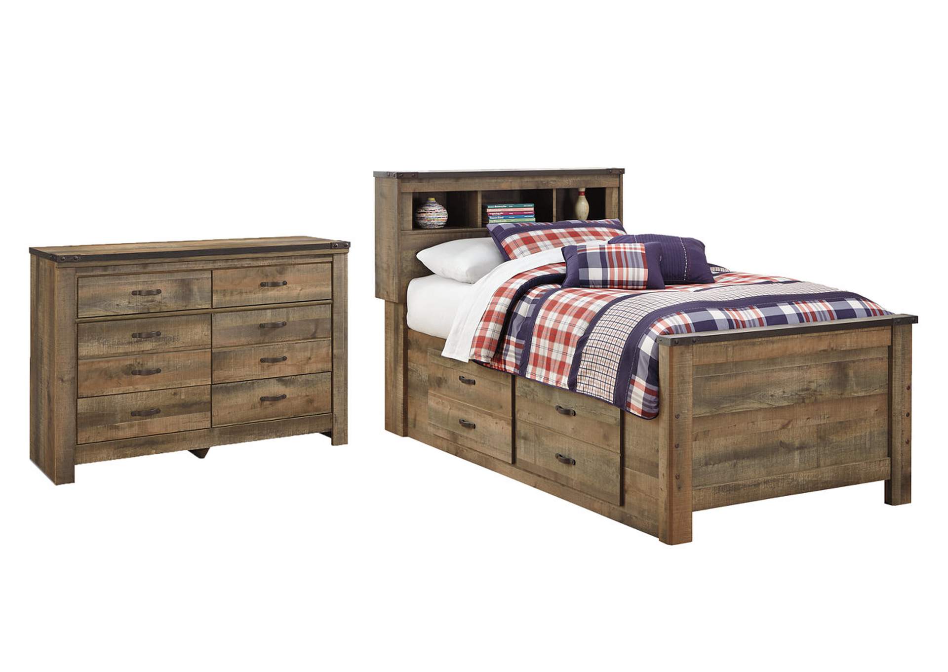Trinell Twin Bookcase Bed with 2 Storage Drawers