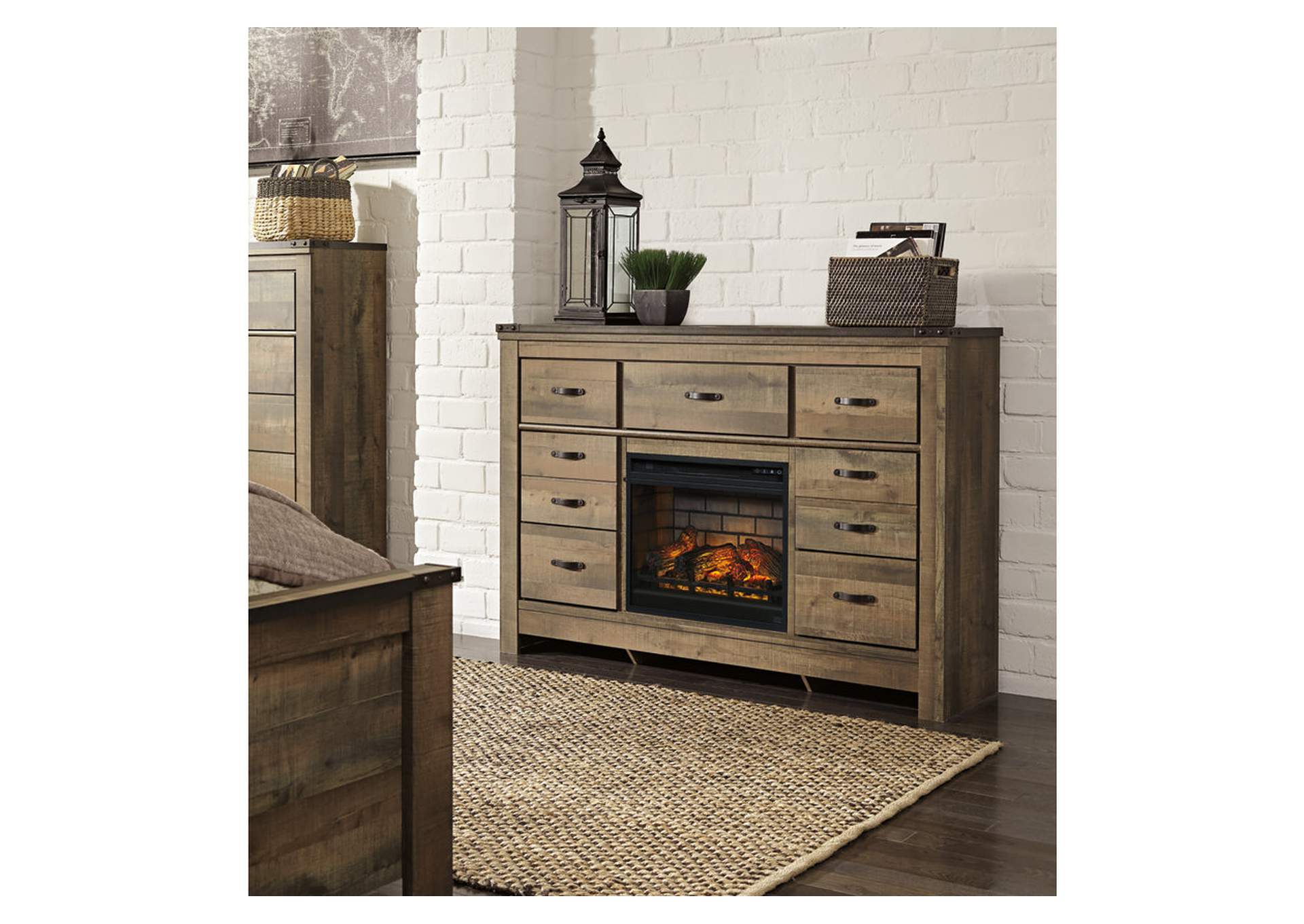 Trinell Dresser with Electric Fireplace