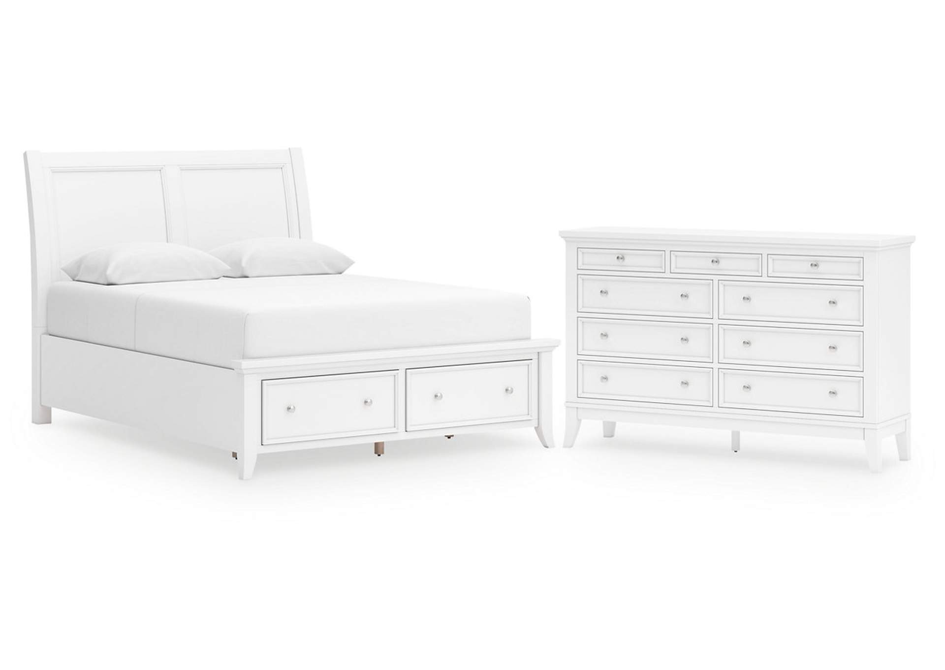 Trulani Queen Sleigh Storage Bed with Dresser