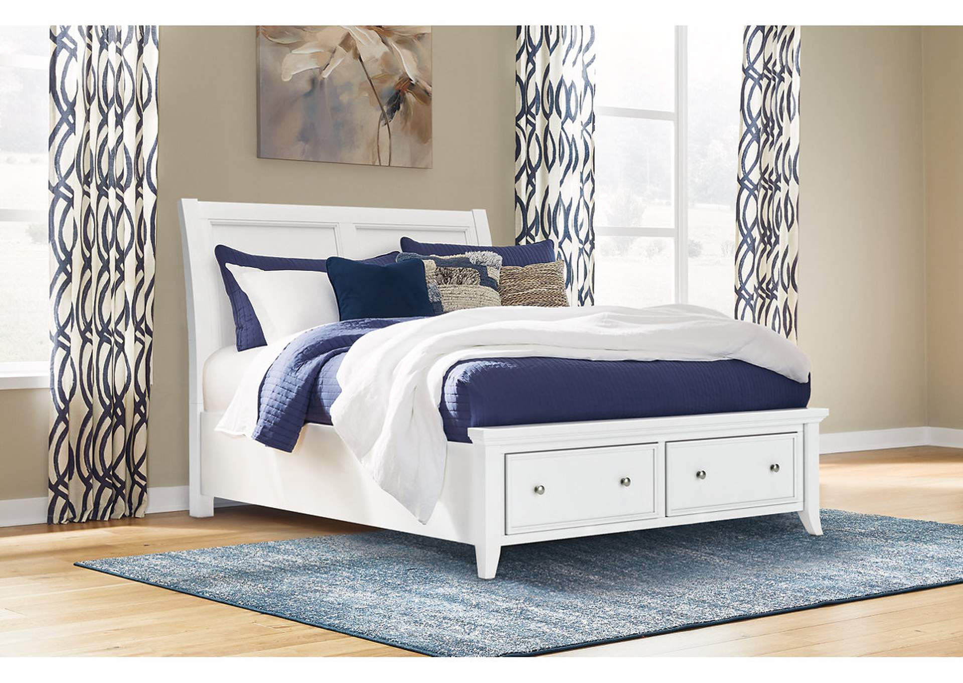 Trulani Queen Sleigh Storage Bed with 2 Nightstands