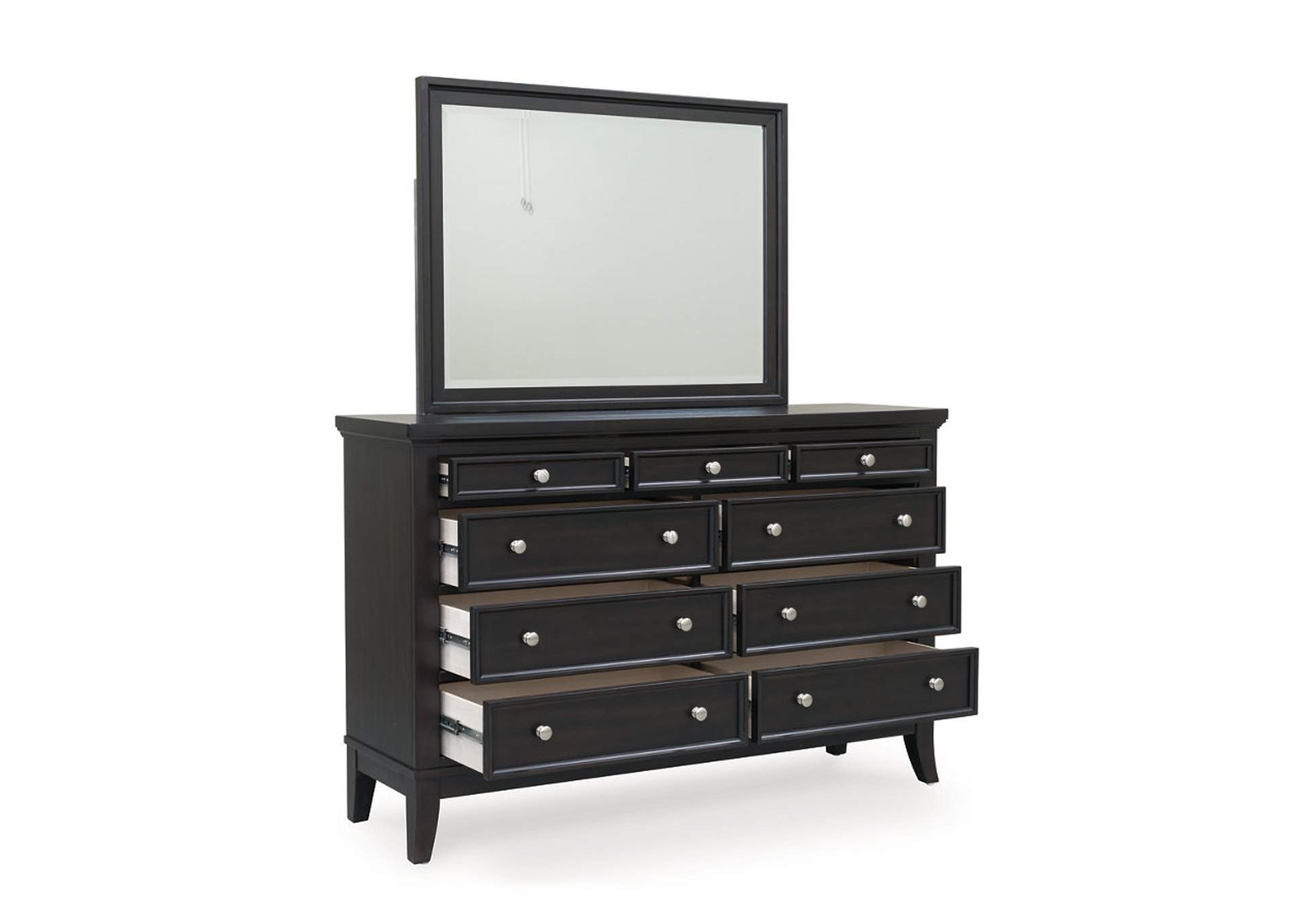 Bambori Queen Panel Bed with Mirrored Dresser, Chest and Nightstand