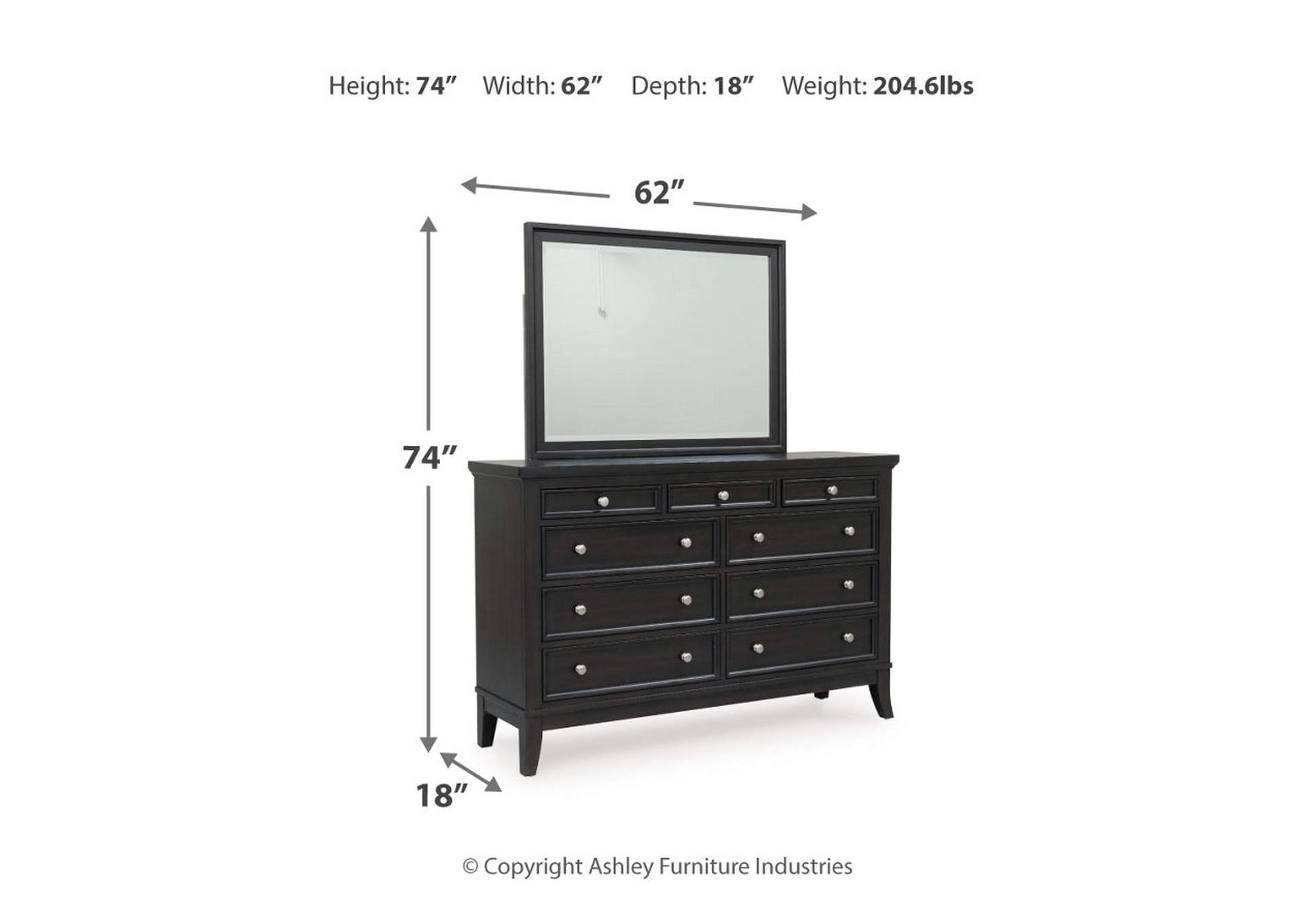 Bambori King Sleigh Storage Bed with Mirrored Dresser and Nightstand