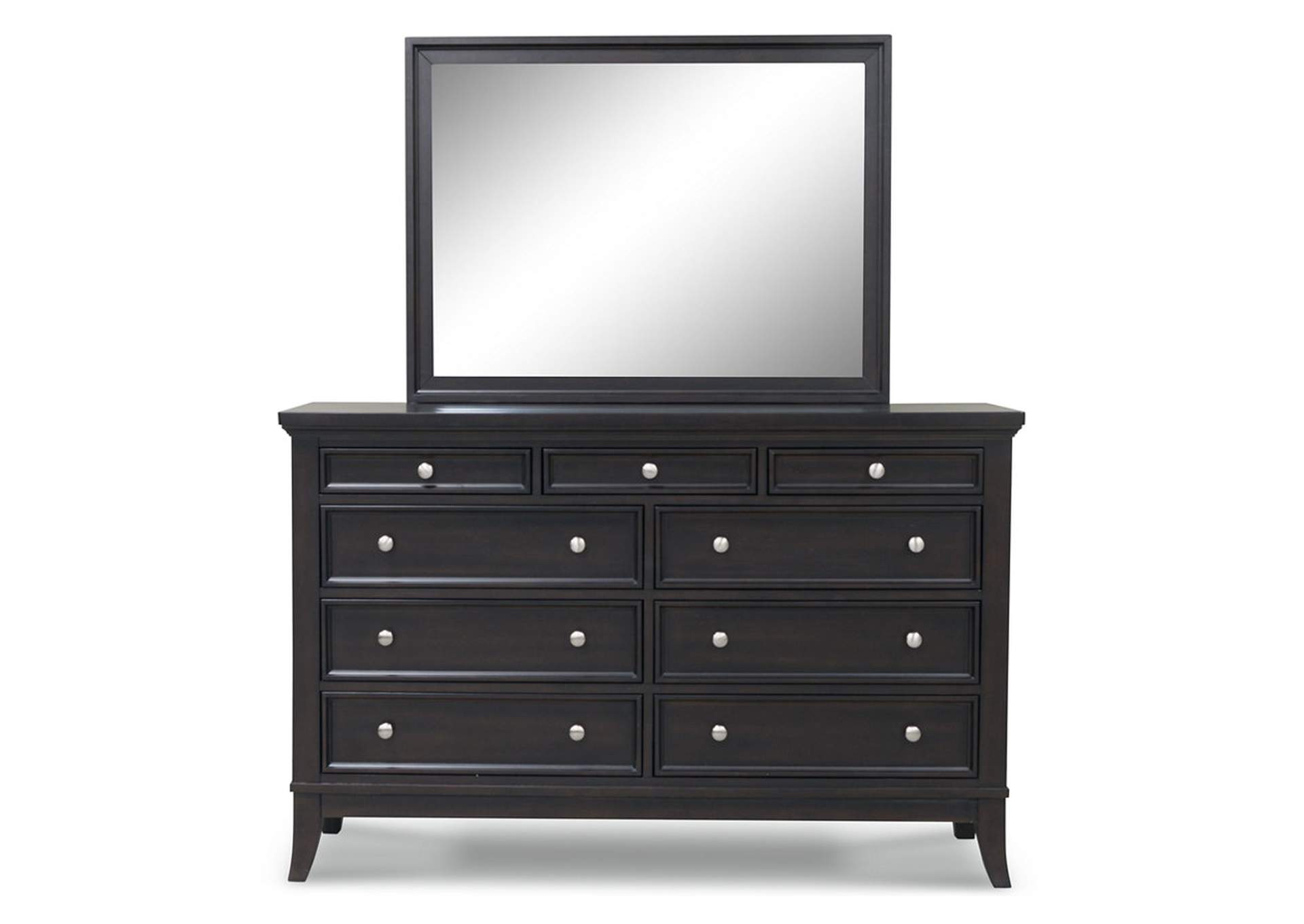 Bambori Queen Sleigh Storage Bed with Mirrored Dresser, Chest and ...