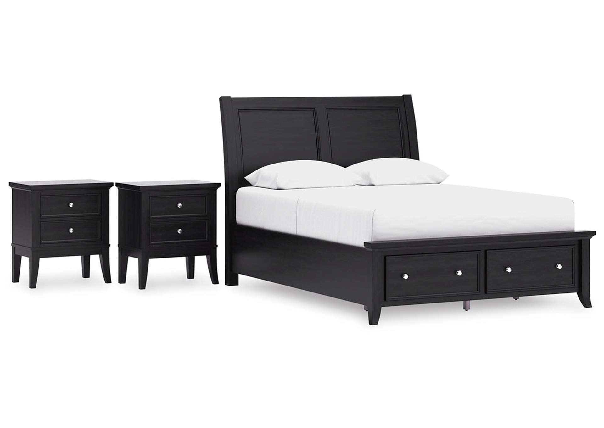 Bambori Queen Sleigh Storage Bed with 2 Nightstands
