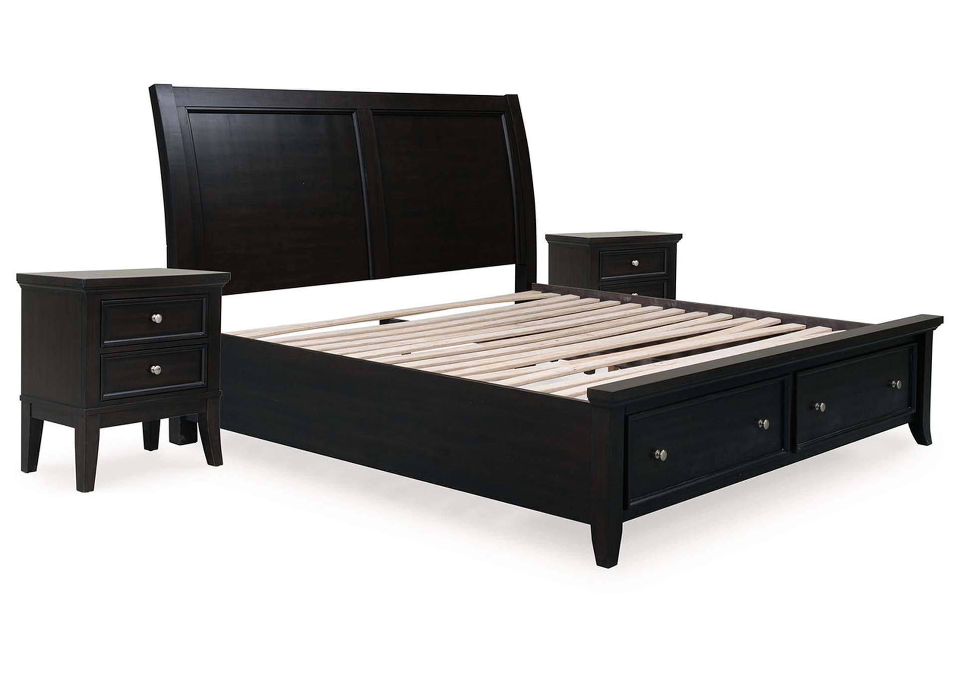 Bambori King Sleigh Storage Bed with 2 Nightstands