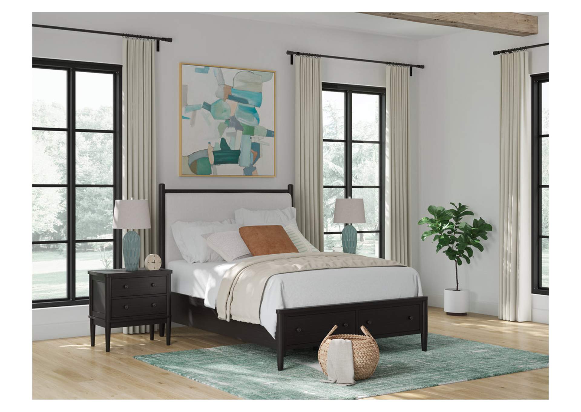 Portdown Queen Upholstered Panel Storage Bed