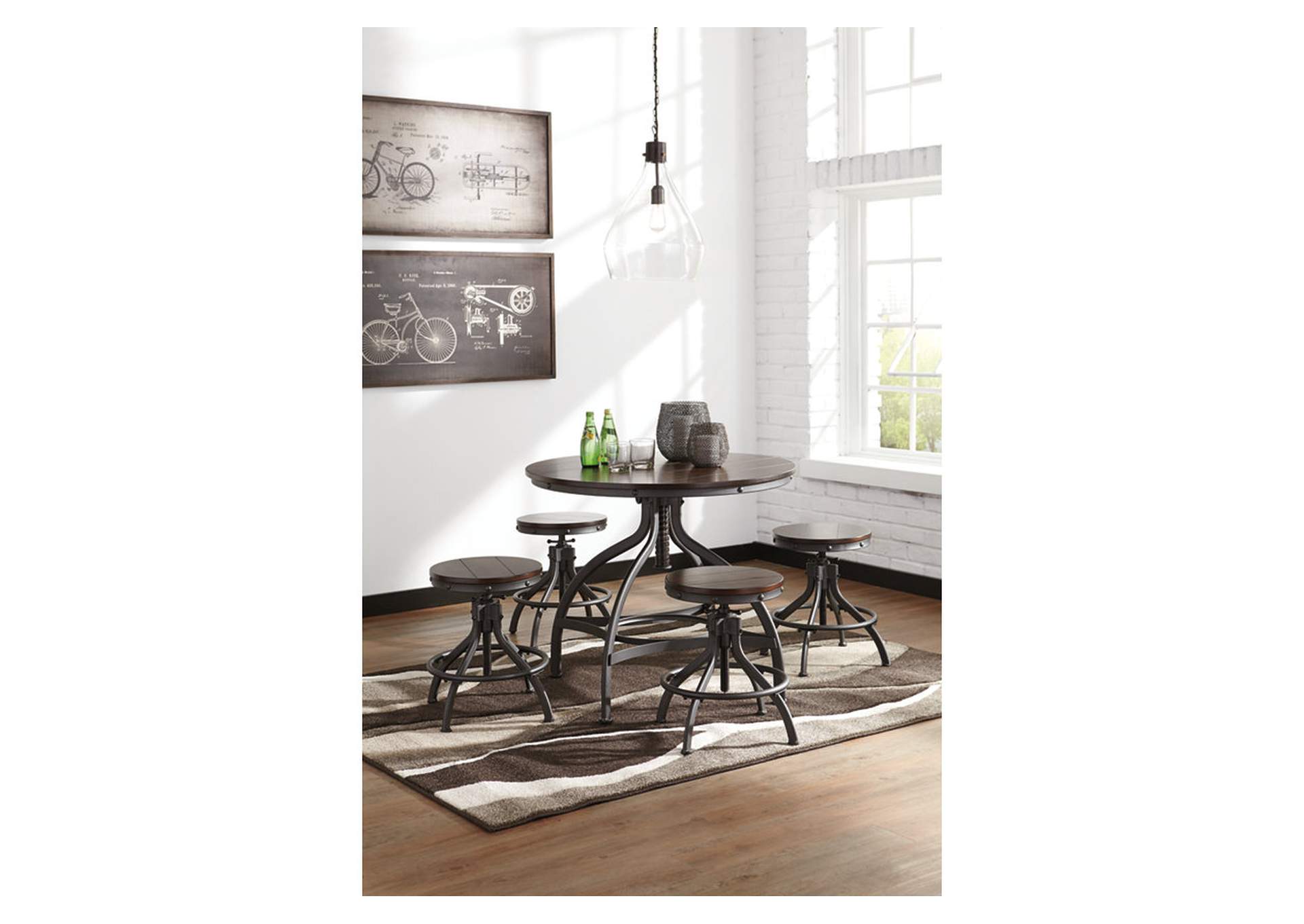 Odium Counter Height Dining Table and Bar Stools (Set of 5)