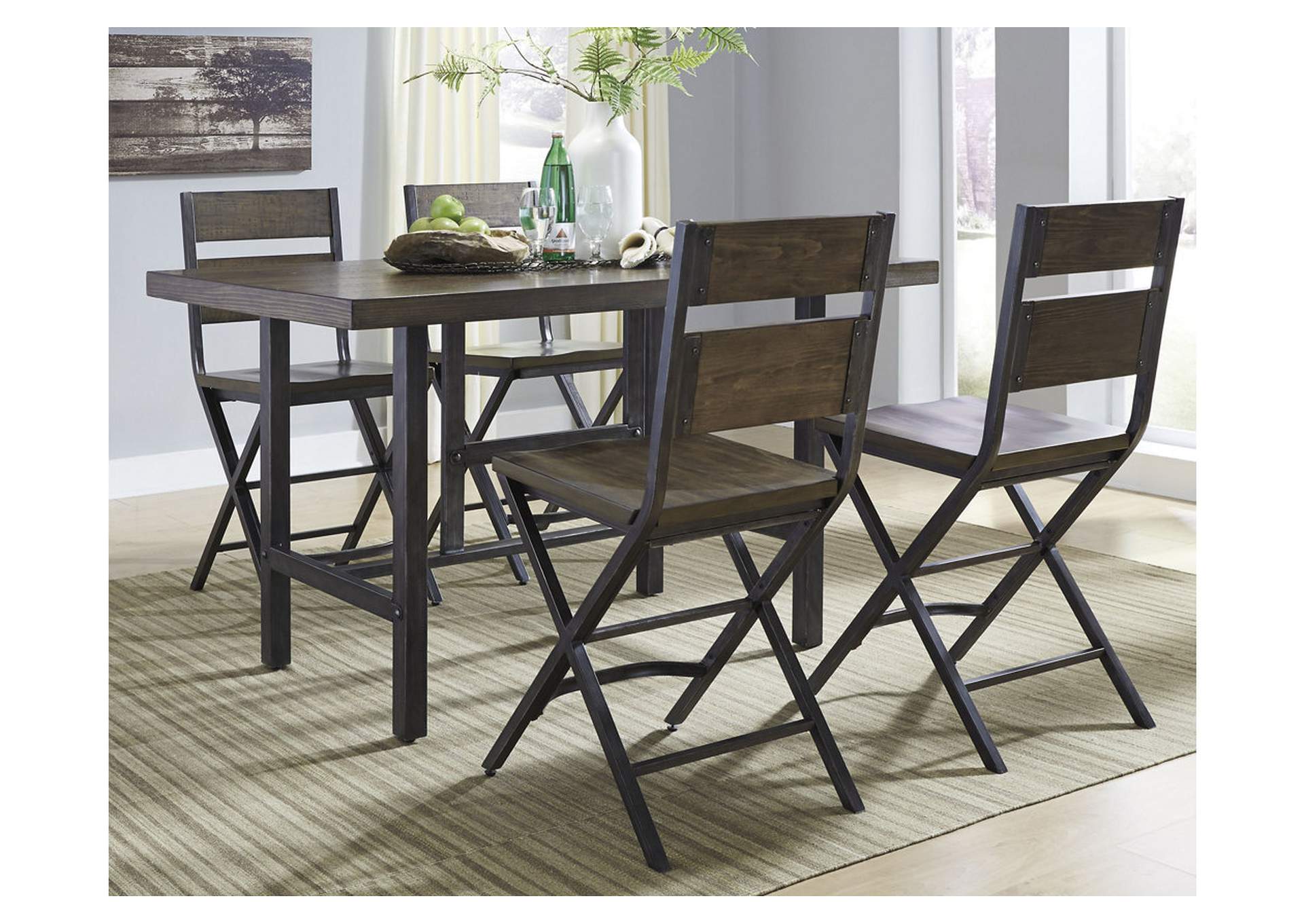 Kavara Counter Height Dining Table and 4 Barstools