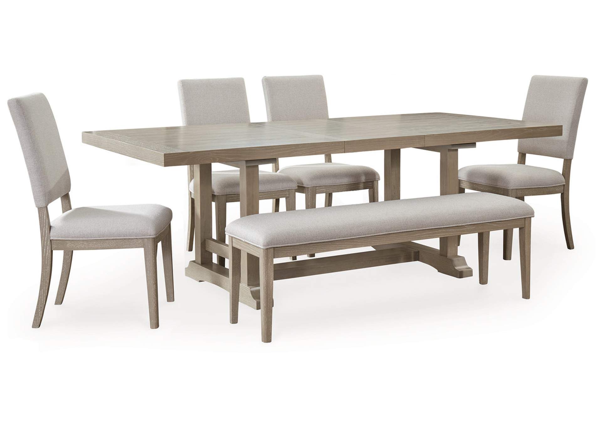 Vallardia Dining Table and 4 Chairs and Bench