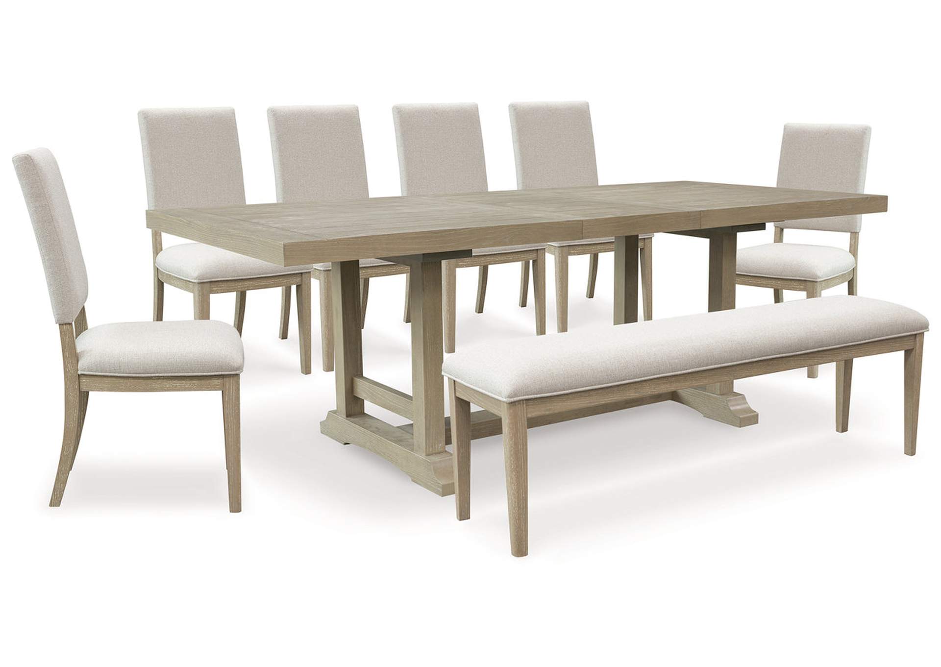Vallardia Dining Table and 6 Chairs and Bench