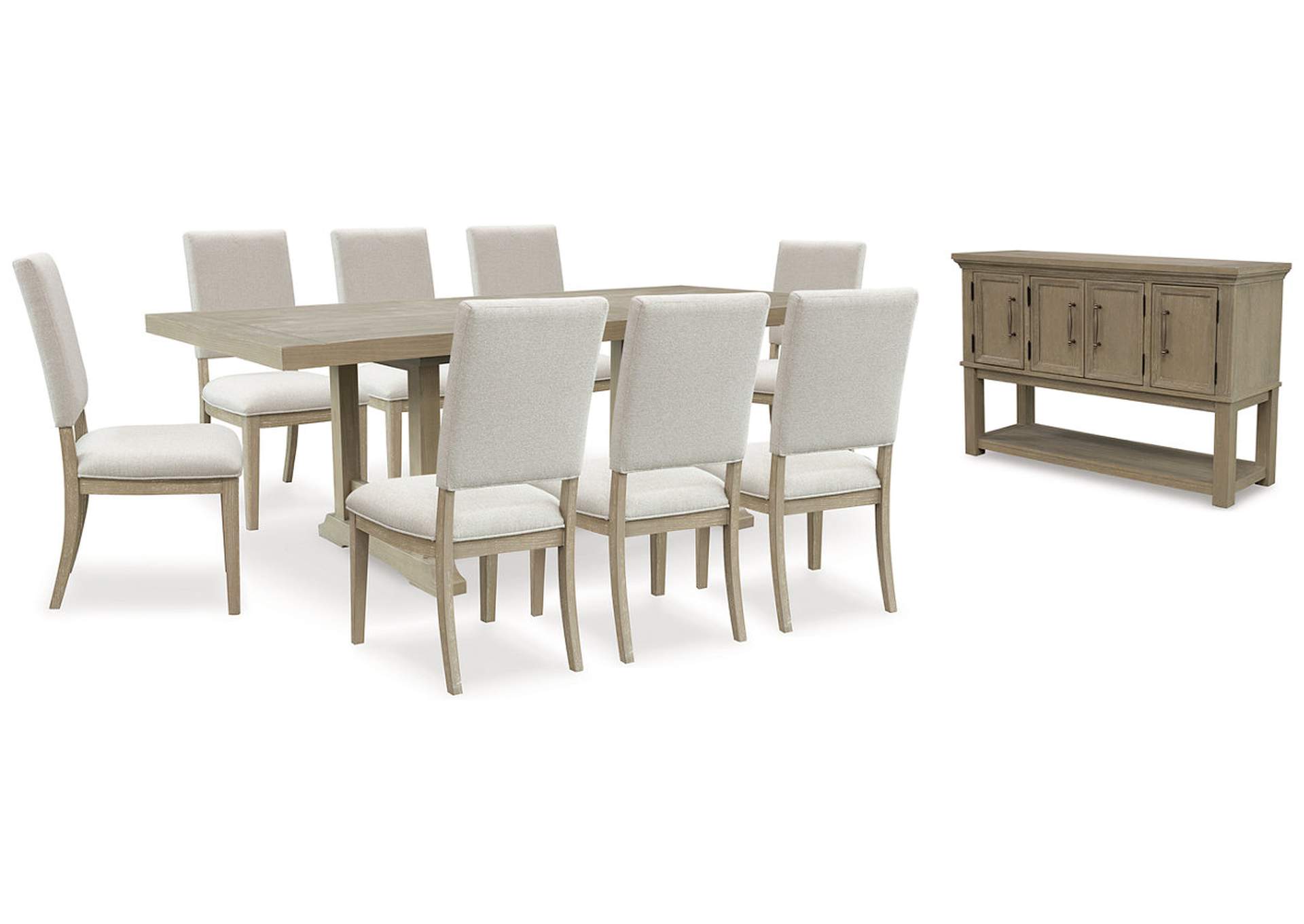 Vallardia Dining Table and 8 Chairs with Storage