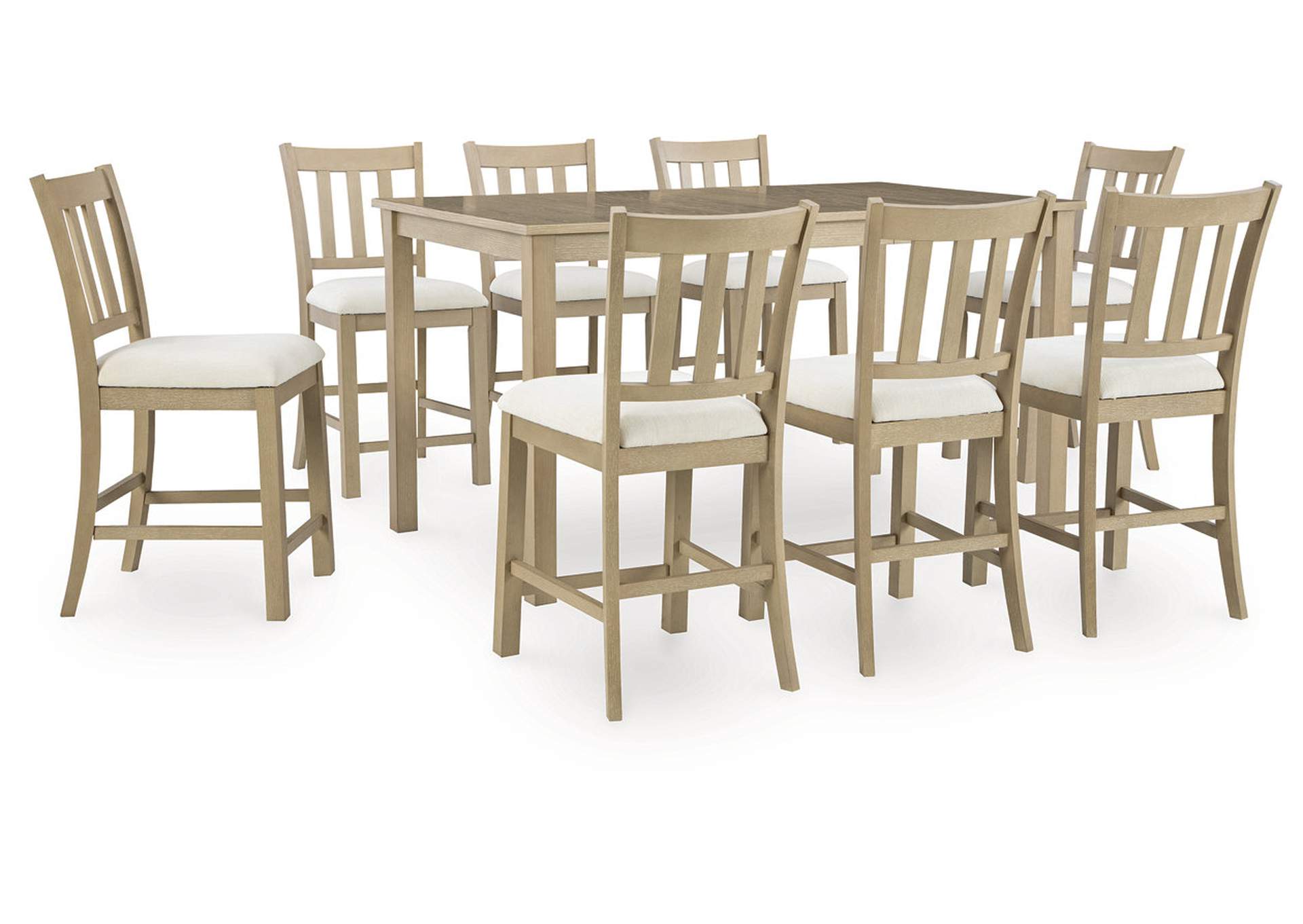 Calmoro Counter Height Dining Table and 8 Barstools