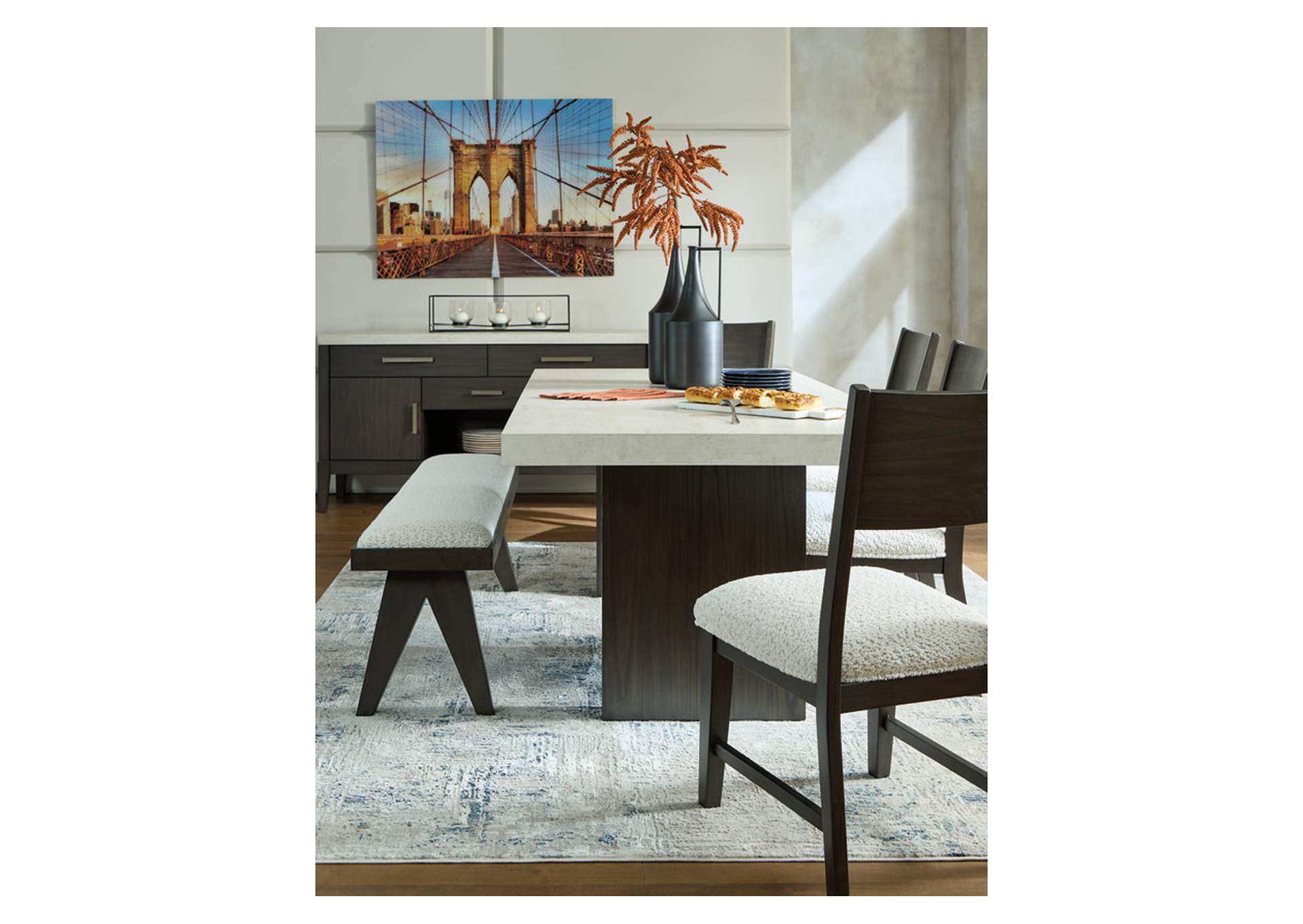 Westonfort Dining Table and 4 Chairs and Bench