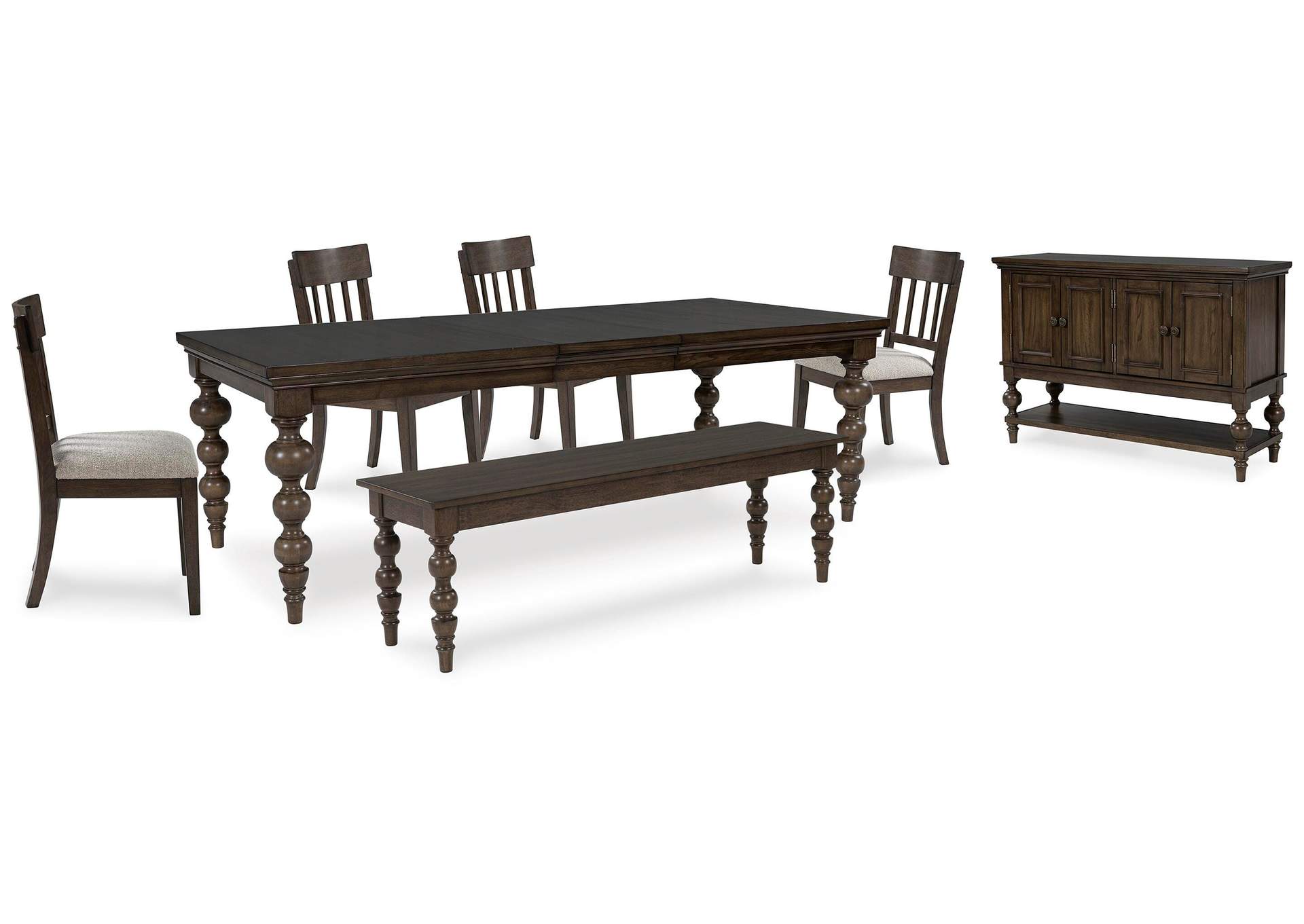 Veramond Dining Table and 4 Chairs and Bench with Storage