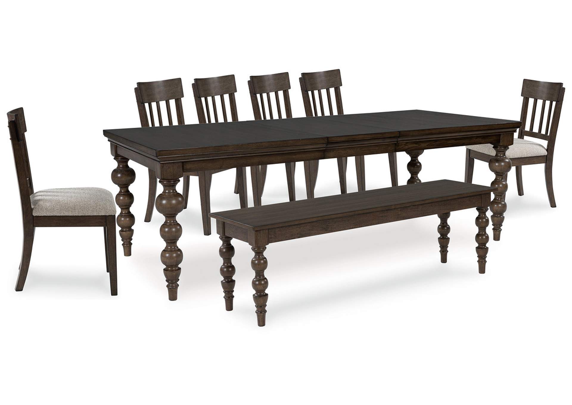 Veramond Dining Table and 6 Chairs and Bench