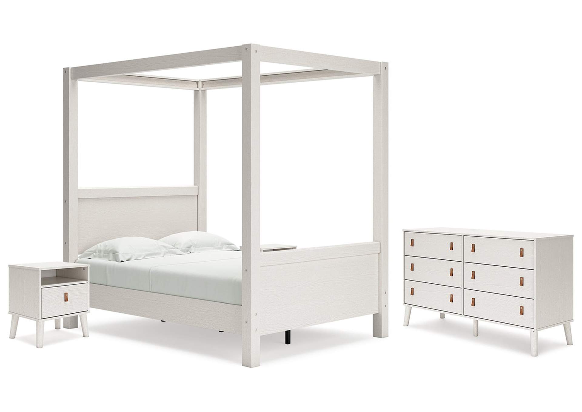 Aprilyn Full Canopy Bed with Dresser and 2 Nightstands