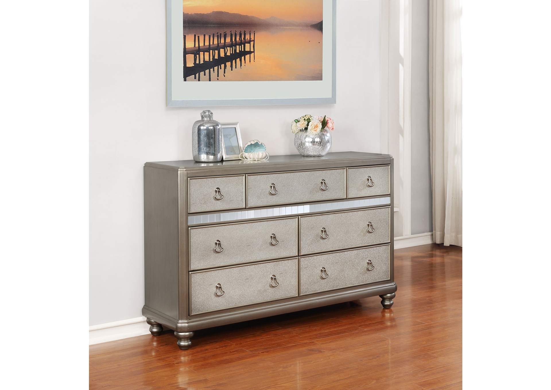 Bling Game 7-drawer Dresser Metallic Platinum