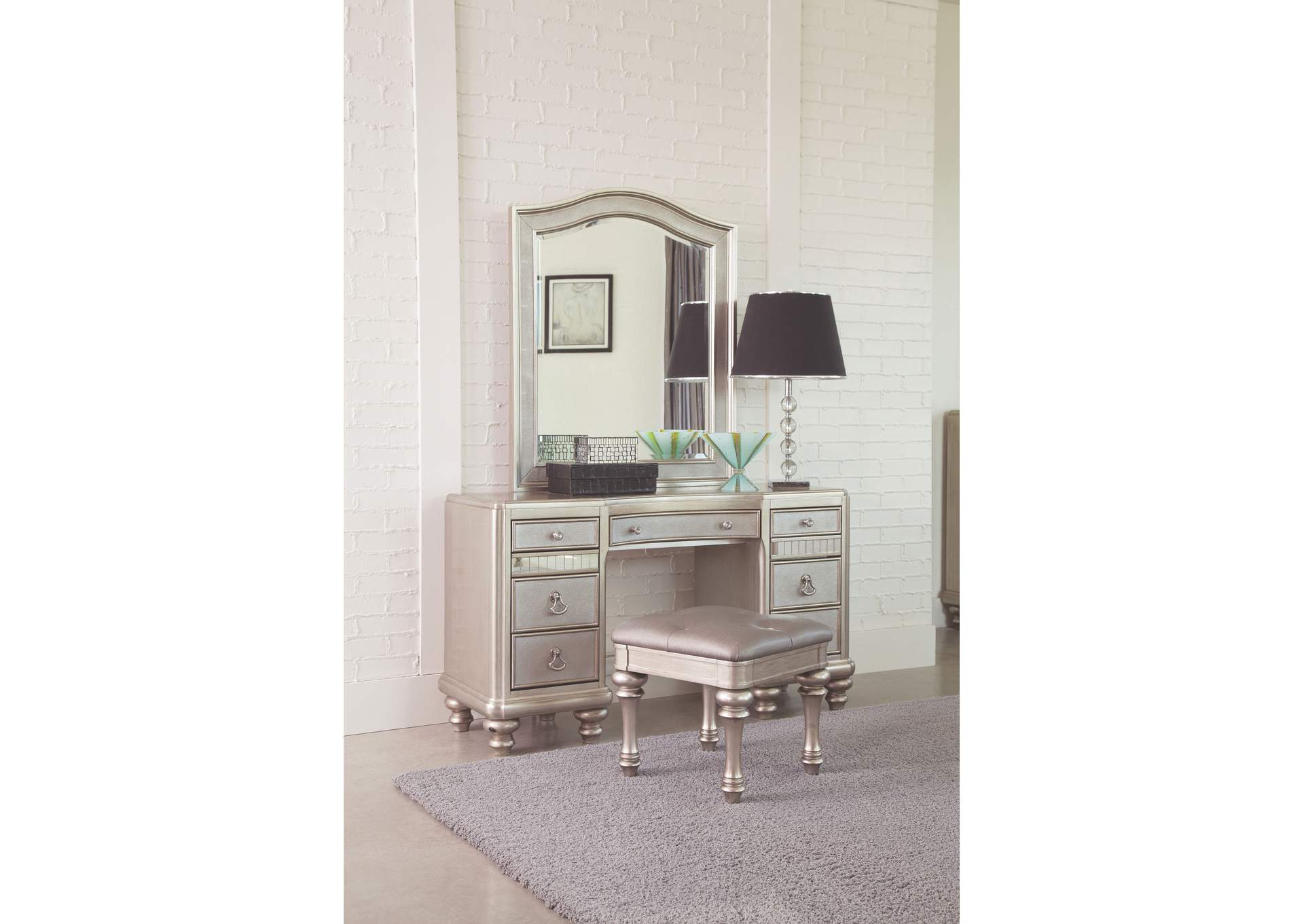 Belmont 3-piece Vanity Set Metallic Platinum
