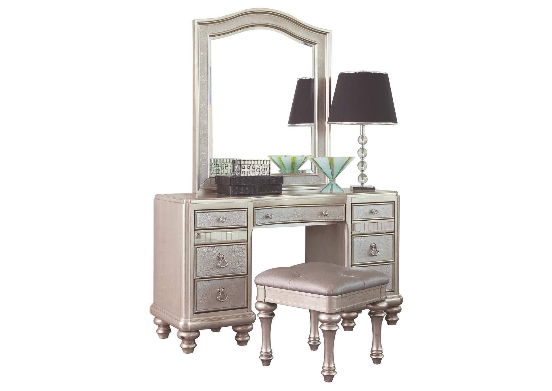 Belmont 3-piece Vanity Set Metallic Platinum
