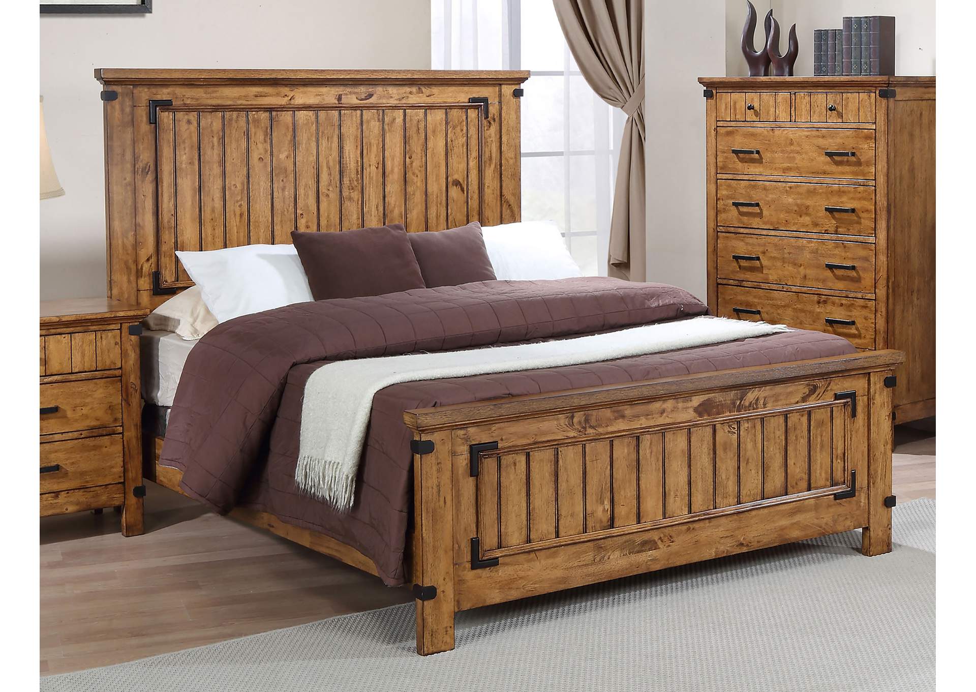 Brenner Eastern King Panel Bed Rustic Honey