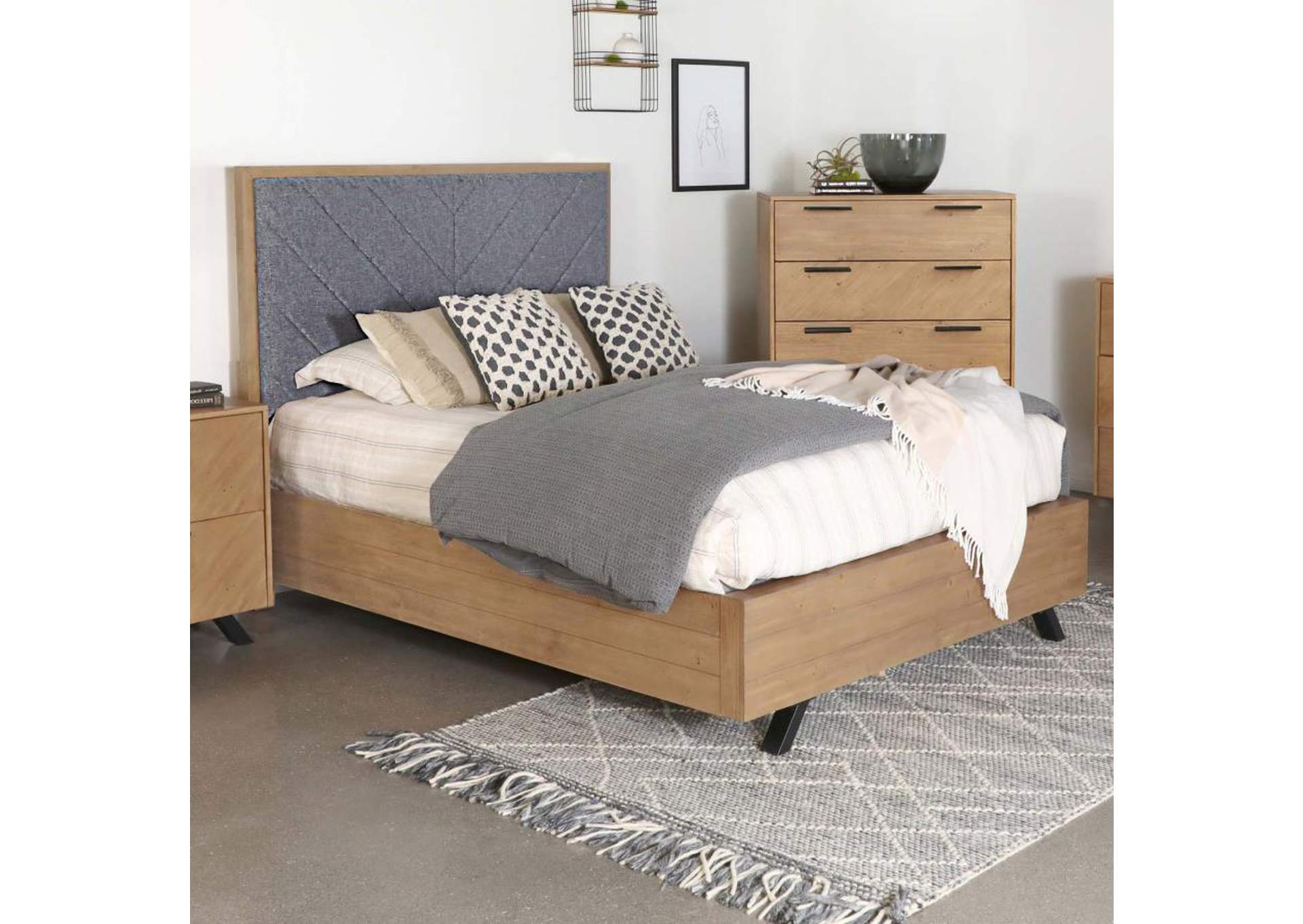 Westerly Upholstered Bed In Brown Eastern King Mor