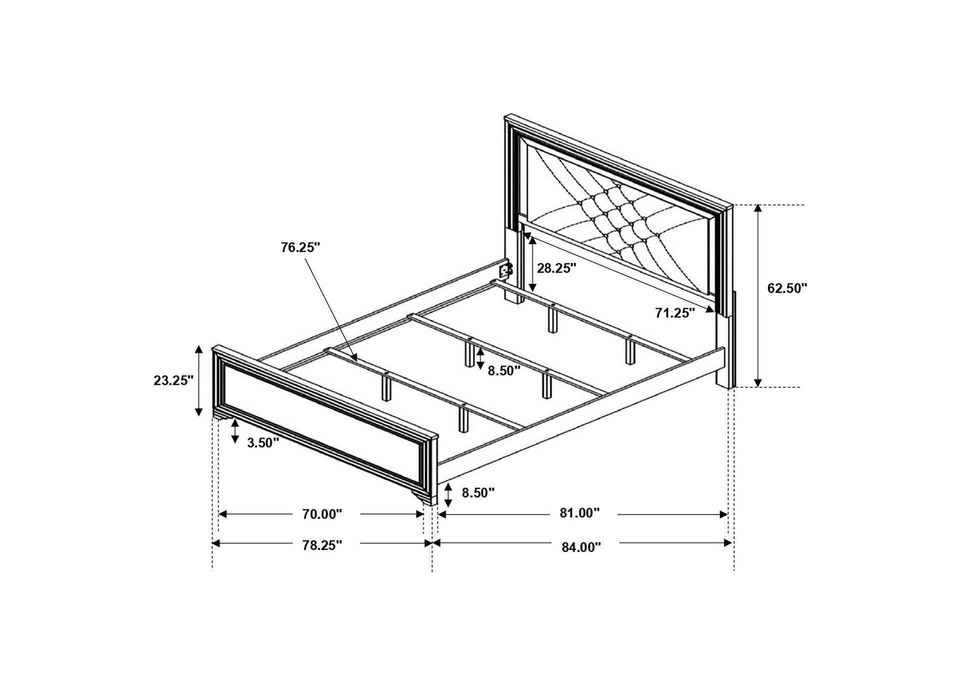 Penelope Eastern King Bed with LED Lighting Black and Midnight Star