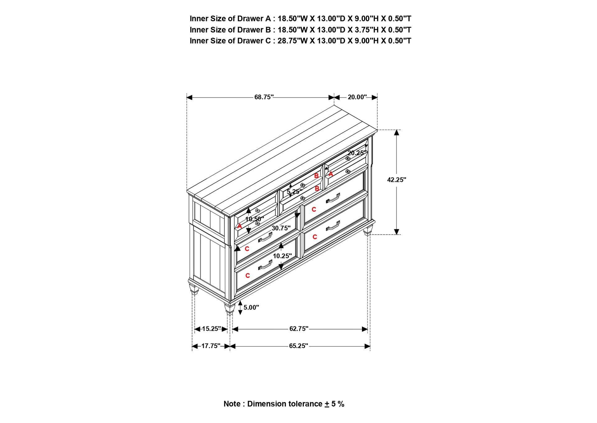 Avenue 8-drawer Rectangular Dresser Grey