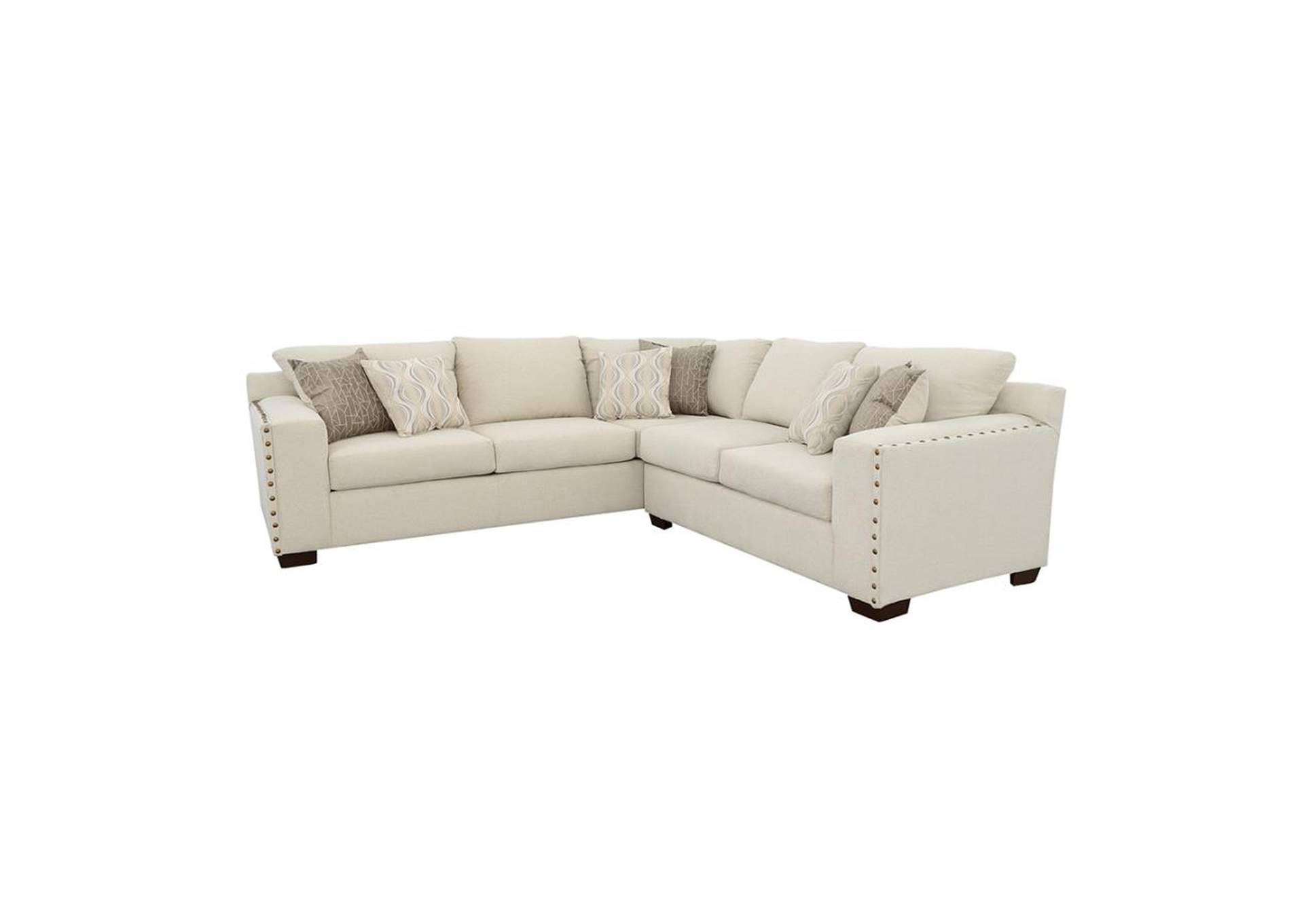 Aria L-shaped Sectional with Nailhead Oatmeal
