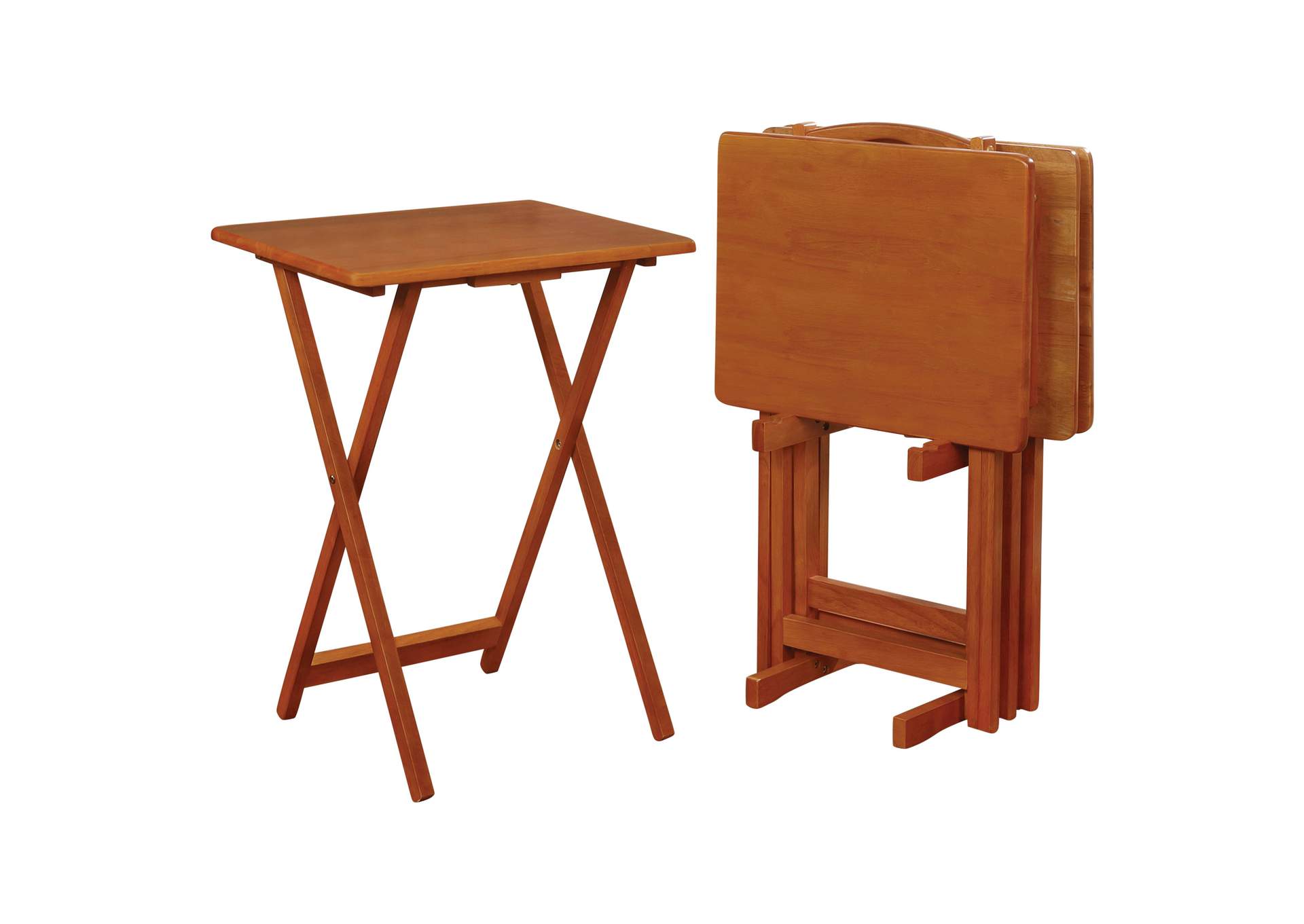 Donna 4-piece TV Tray Table Set with Stand Golden Brown