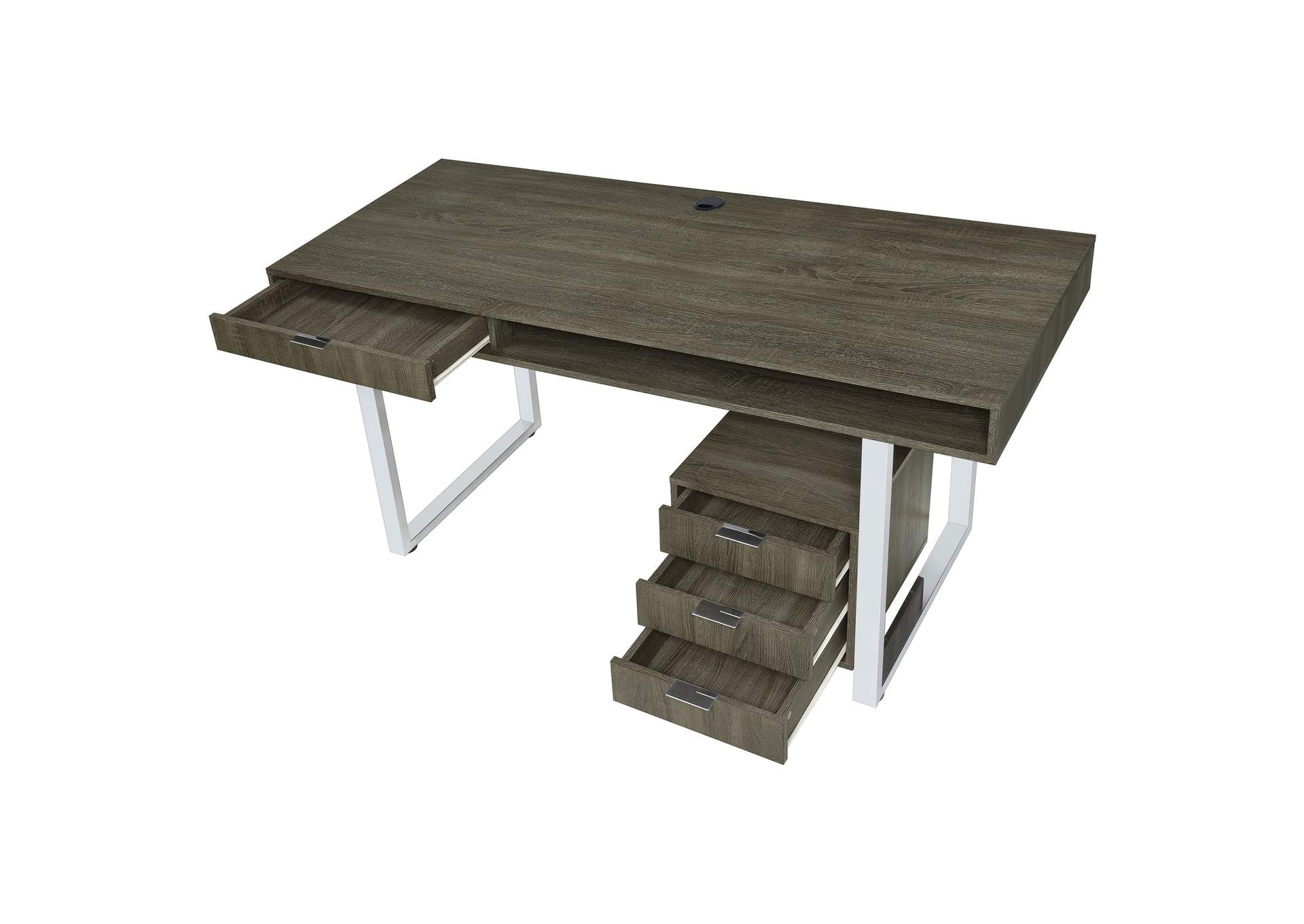 Whitman 4-drawer Writing Desk Weathered Grey