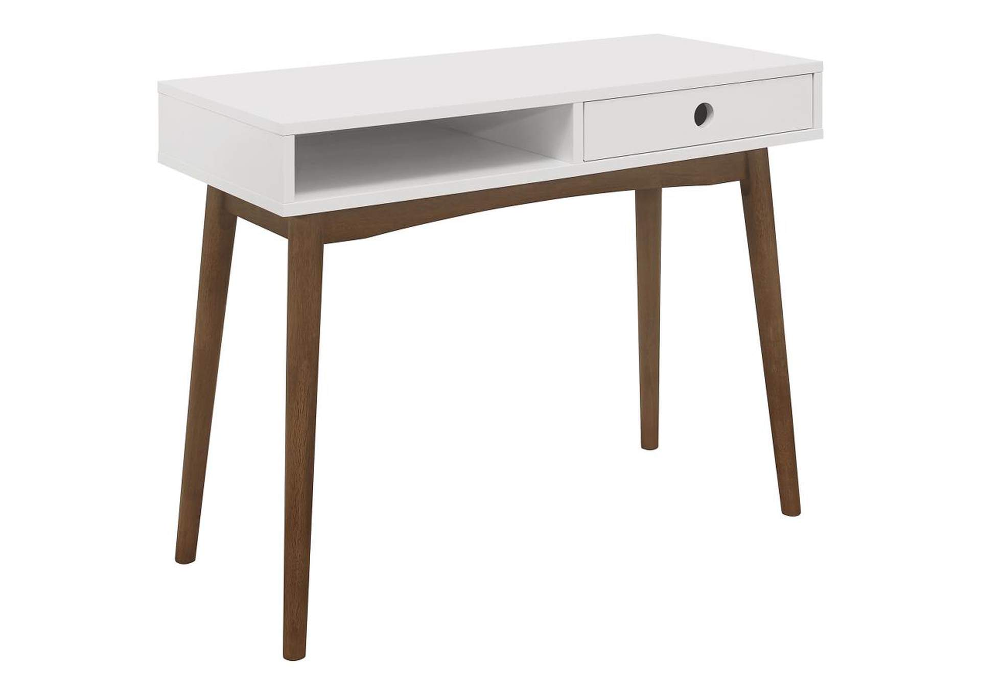 Bradenton 1-drawer Writing Desk White and Walnut