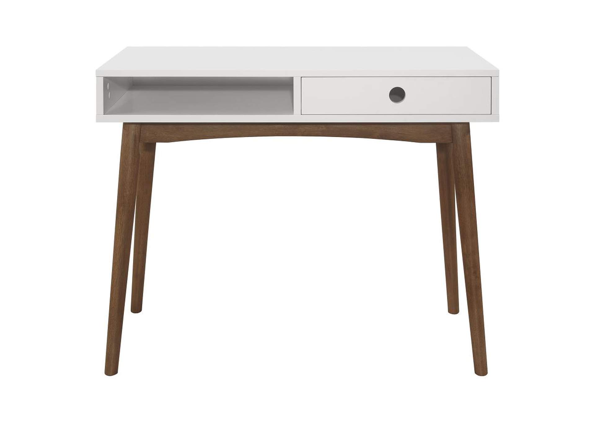 Bradenton 1-drawer Writing Desk White and Walnut