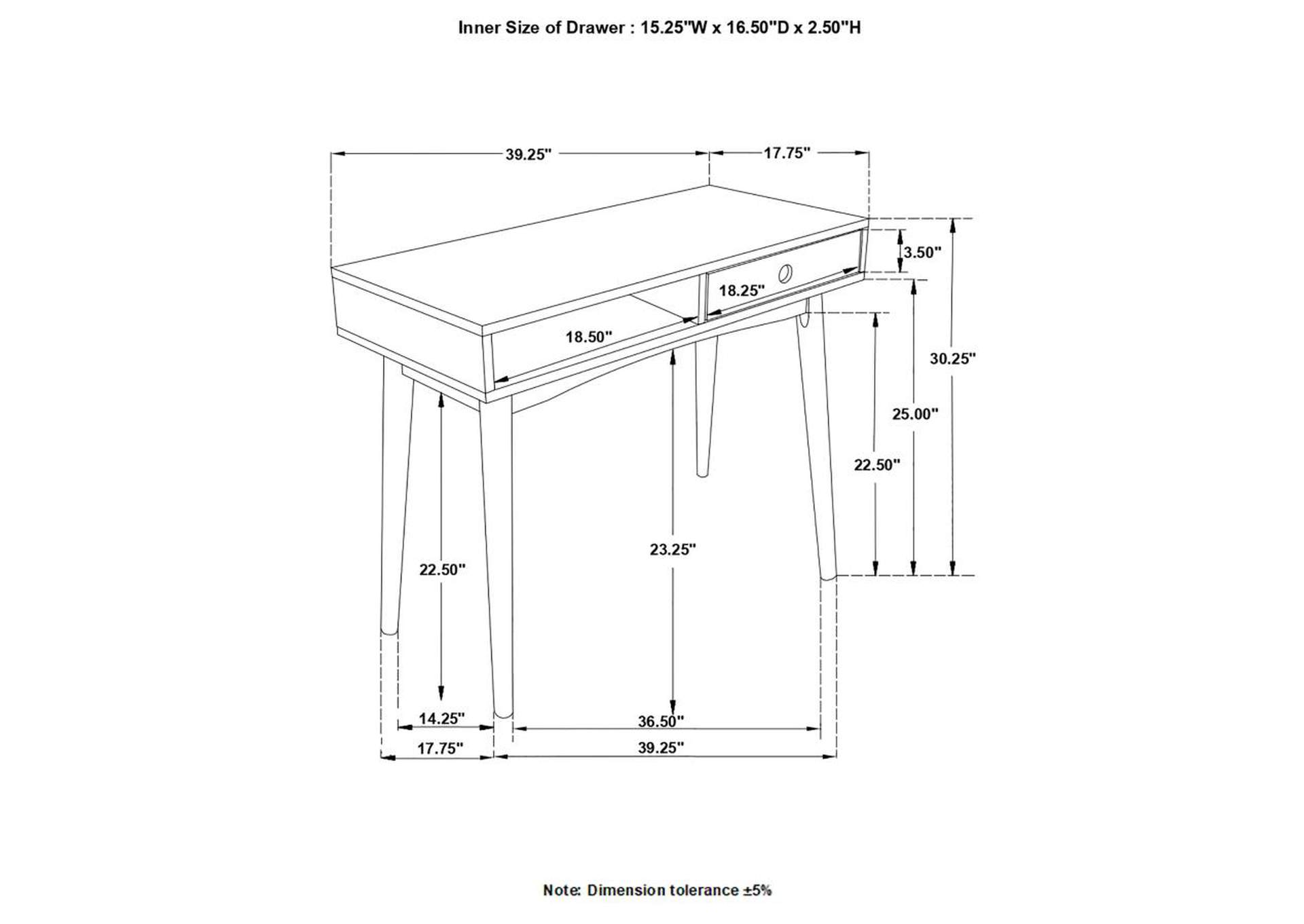 Bradenton 1-drawer Writing Desk White and Walnut