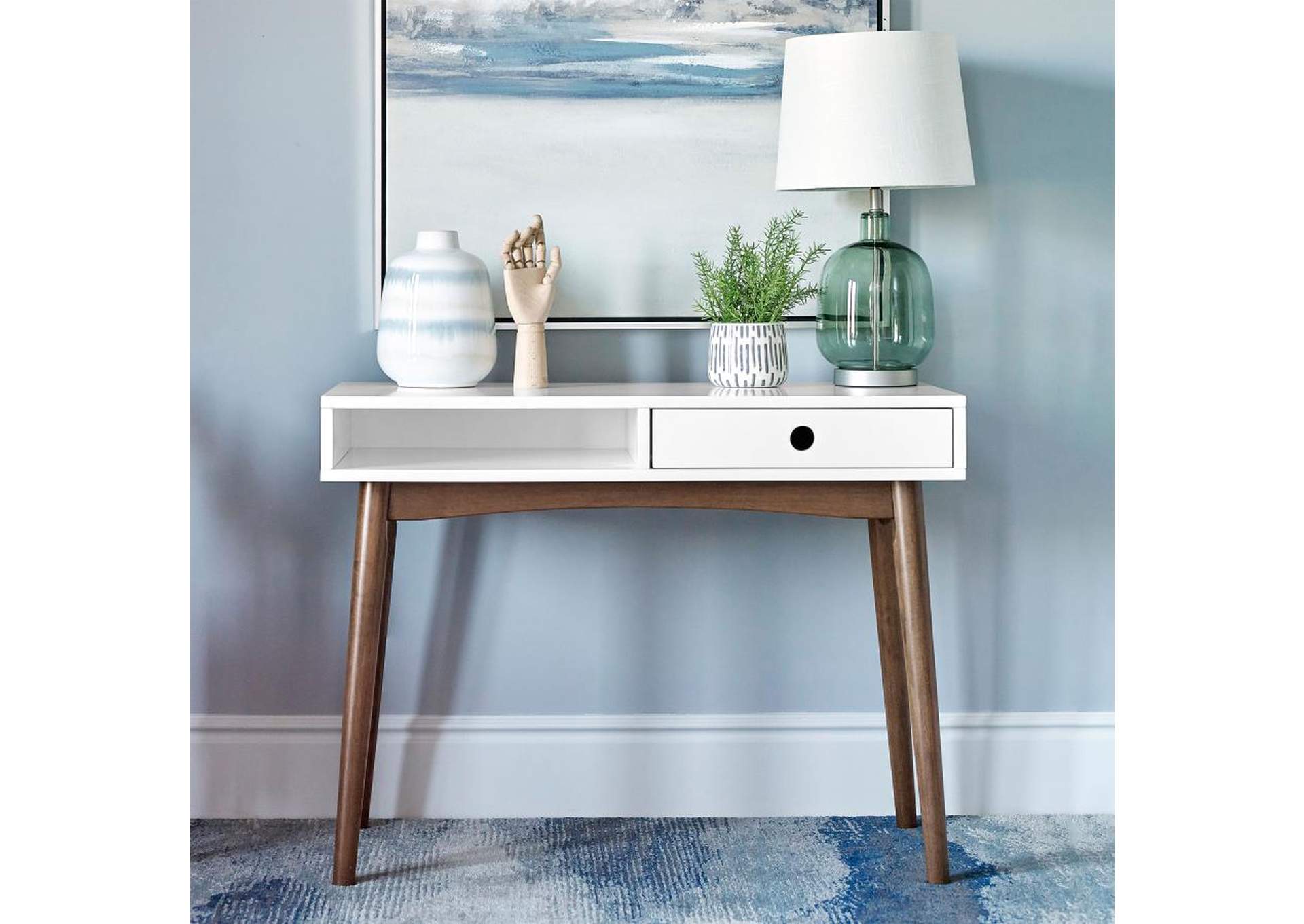 Bradenton 1-drawer Writing Desk White and Walnut