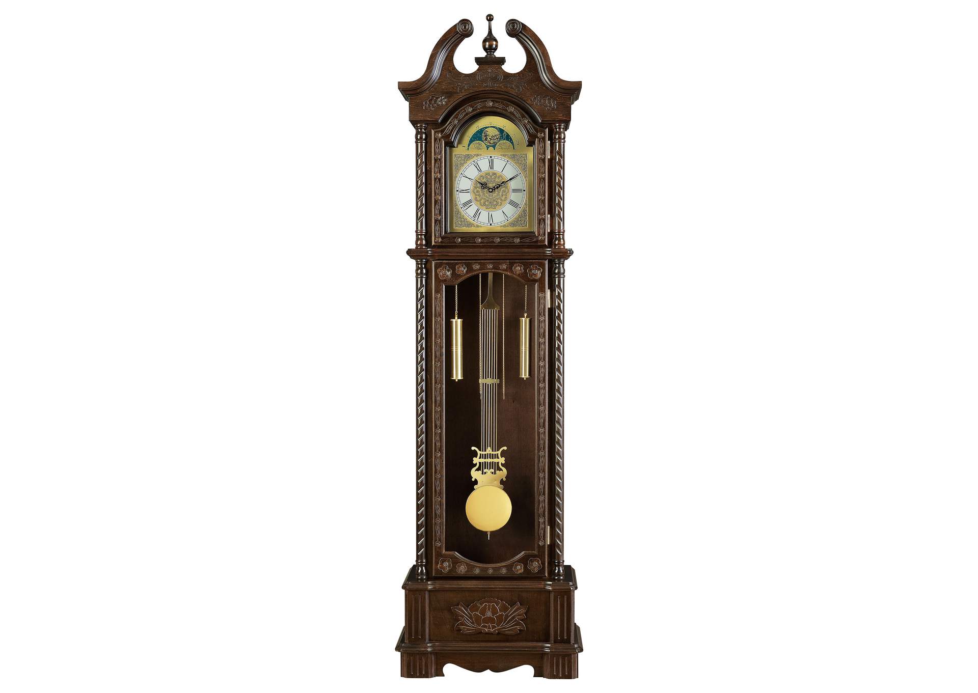 Cedric Grandfather Clock with Adjustable Chime Golden Brown