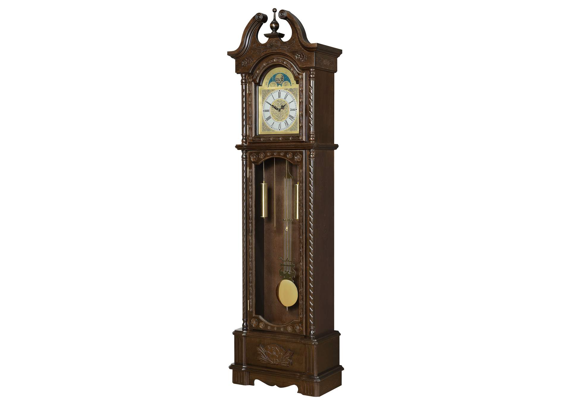 Cedric Grandfather Clock with Adjustable Chime Golden Brown