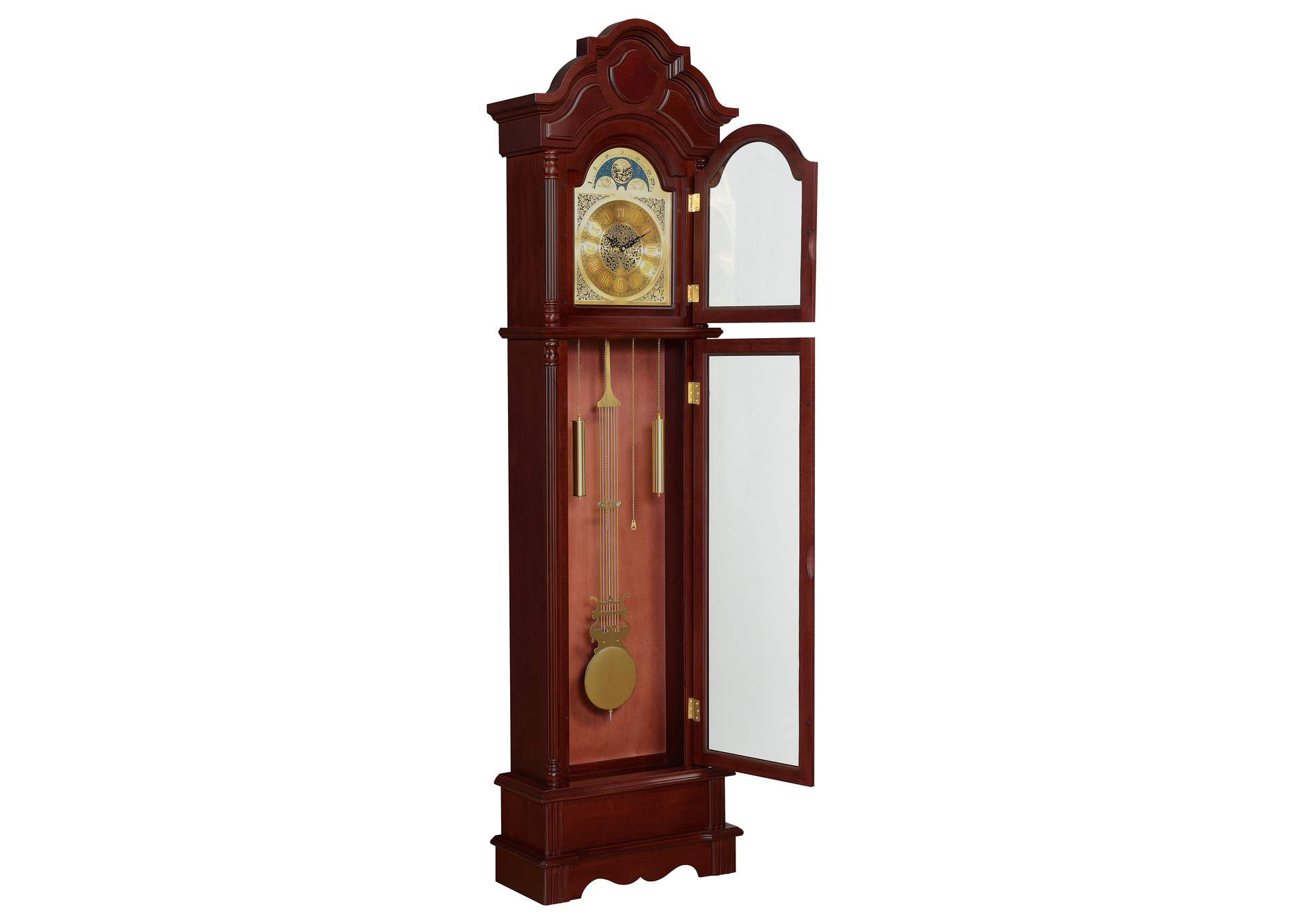 Diggory Grandfather Clock Brown Red and Clear