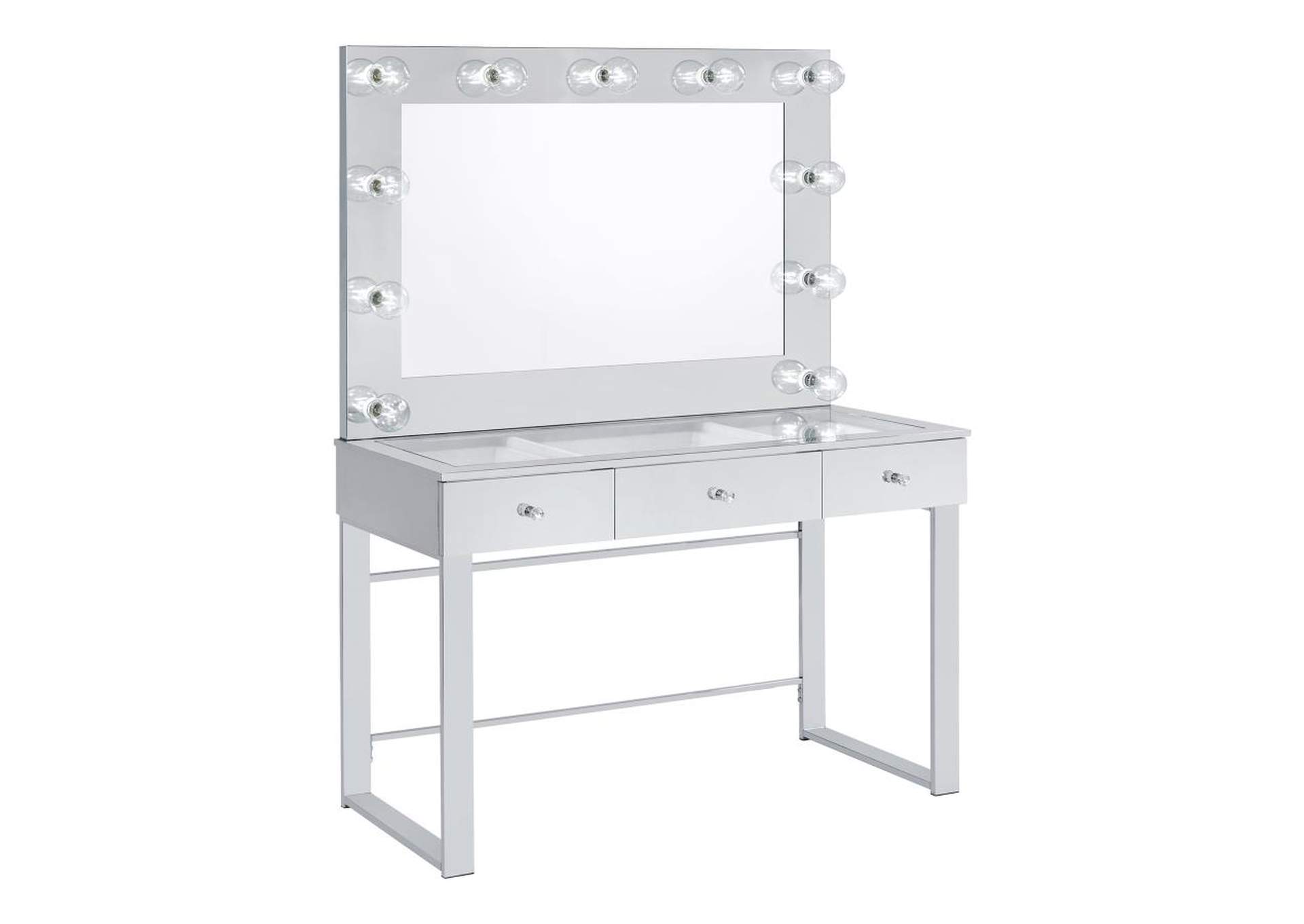 Umbridge 3-drawer Vanity with Lighting Chrome and White