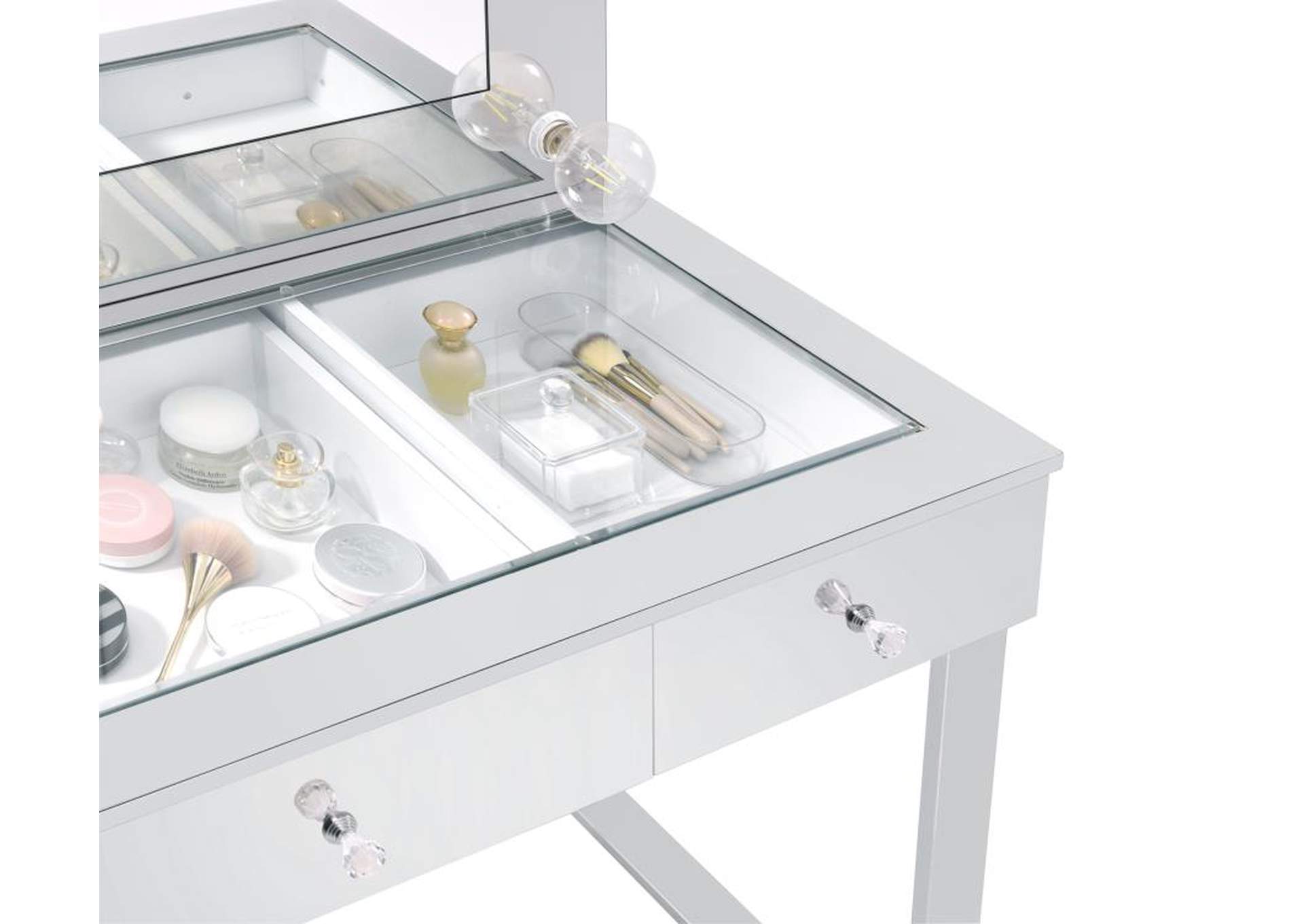 Umbridge 3-drawer Vanity with Lighting Chrome and White