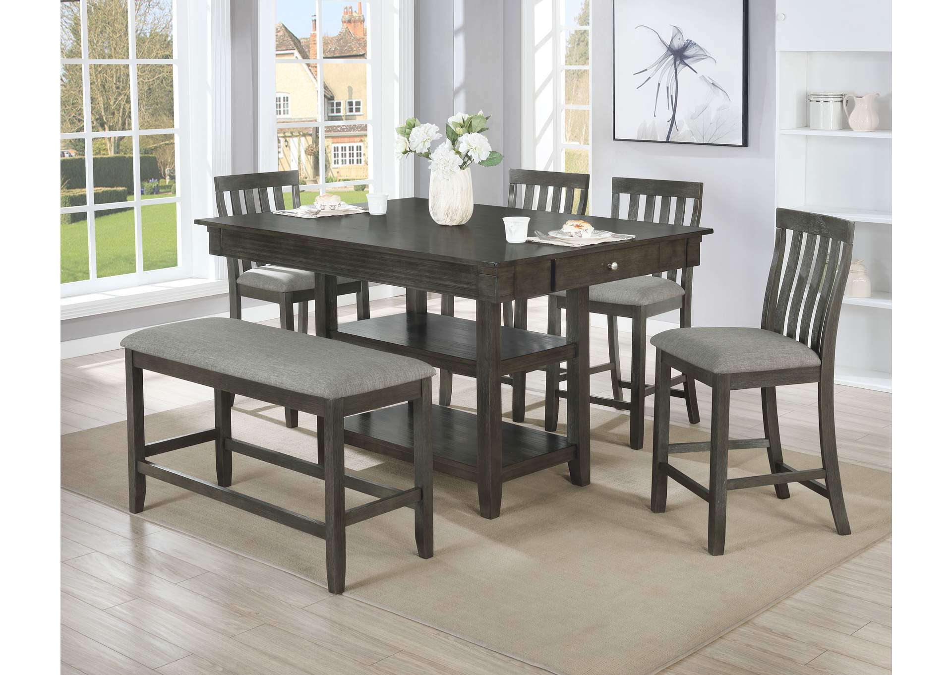 Nina Counter Height Bench Grey