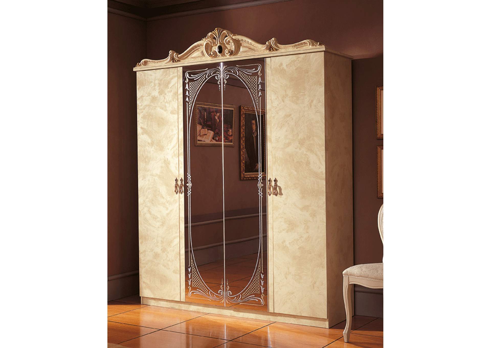 Barocco Ivory 4 Door Wardrobe SET