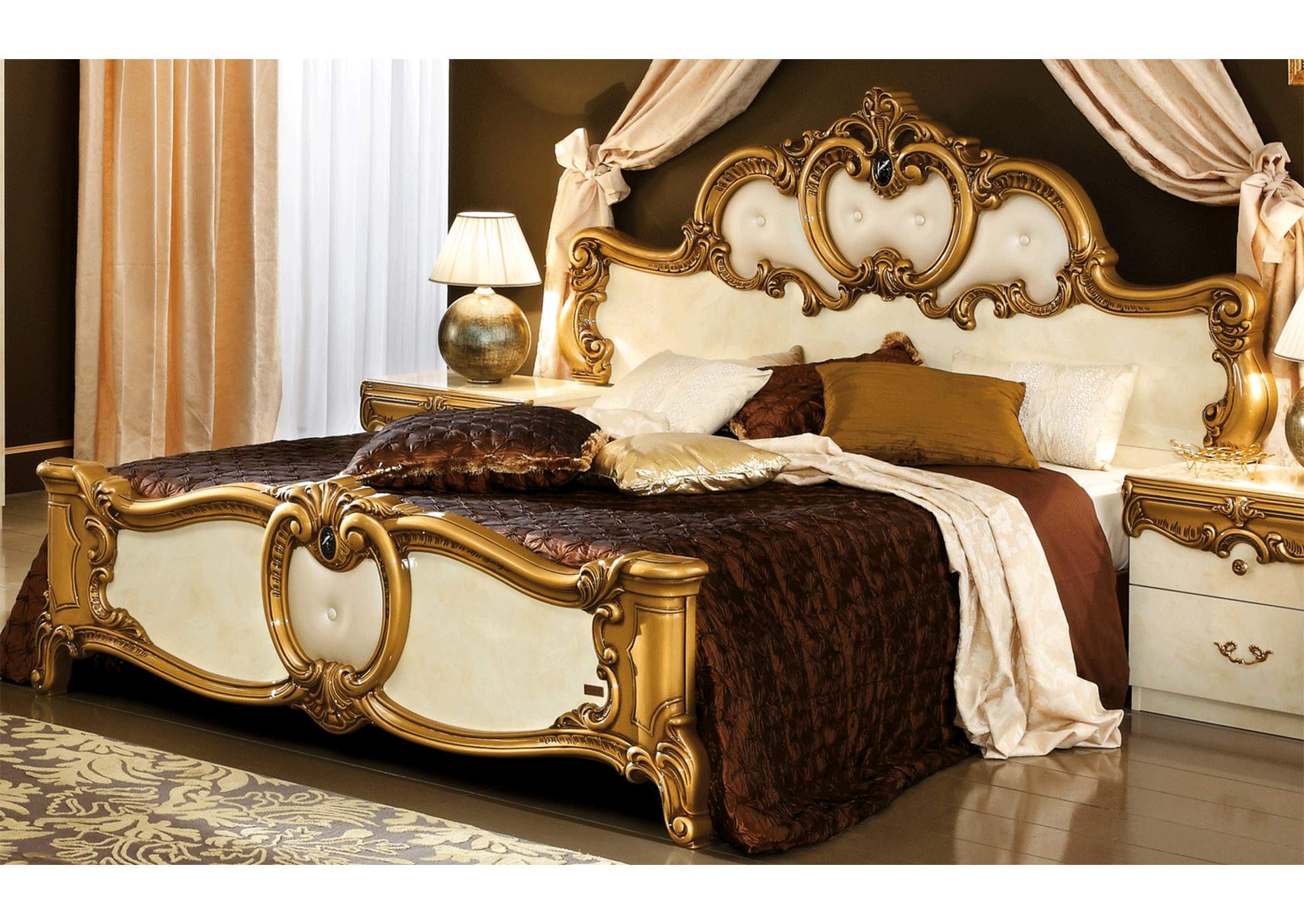 Barocco Ivory - Gold Queen Bed